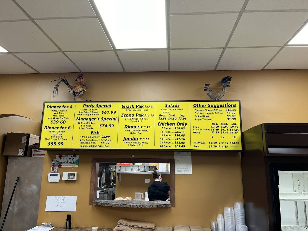 Menu at Candy's Fried Chicken restaurant, Winnipeg, Henderson Hwy