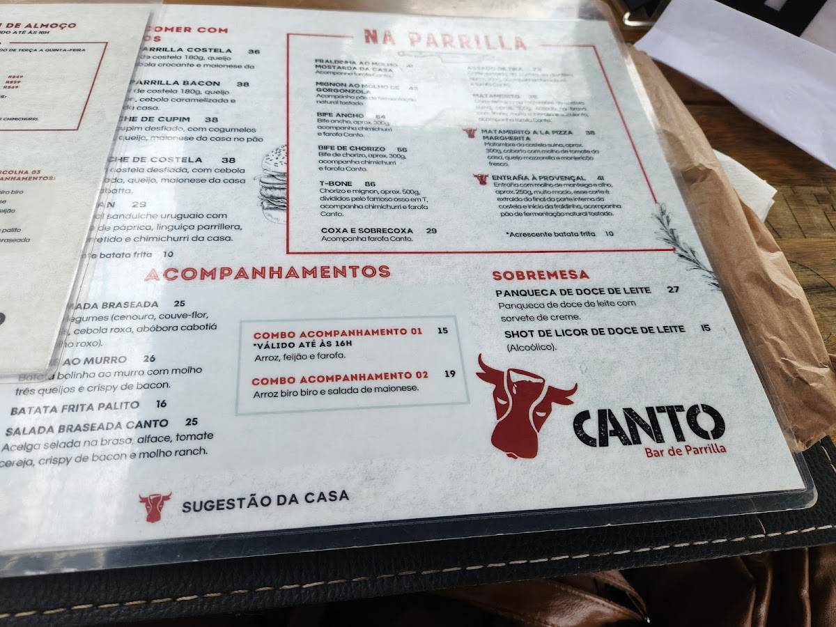 Menu em Canto - Bar de Parrilla, Curitiba