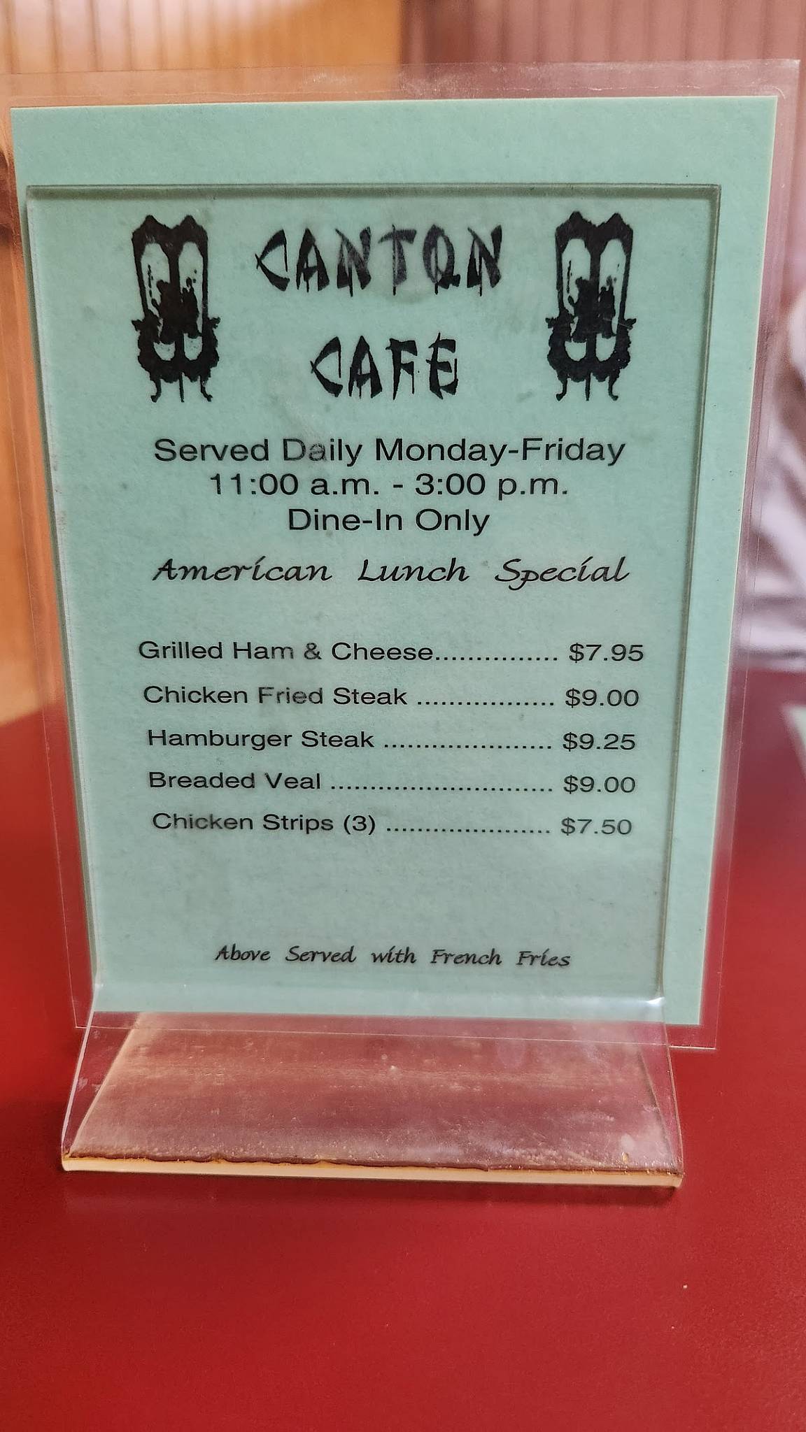 Menu at Canton Café restaurant, Caldwell