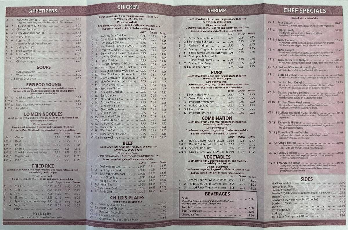 Menu at Canton Garden Restaurant, Park Hills