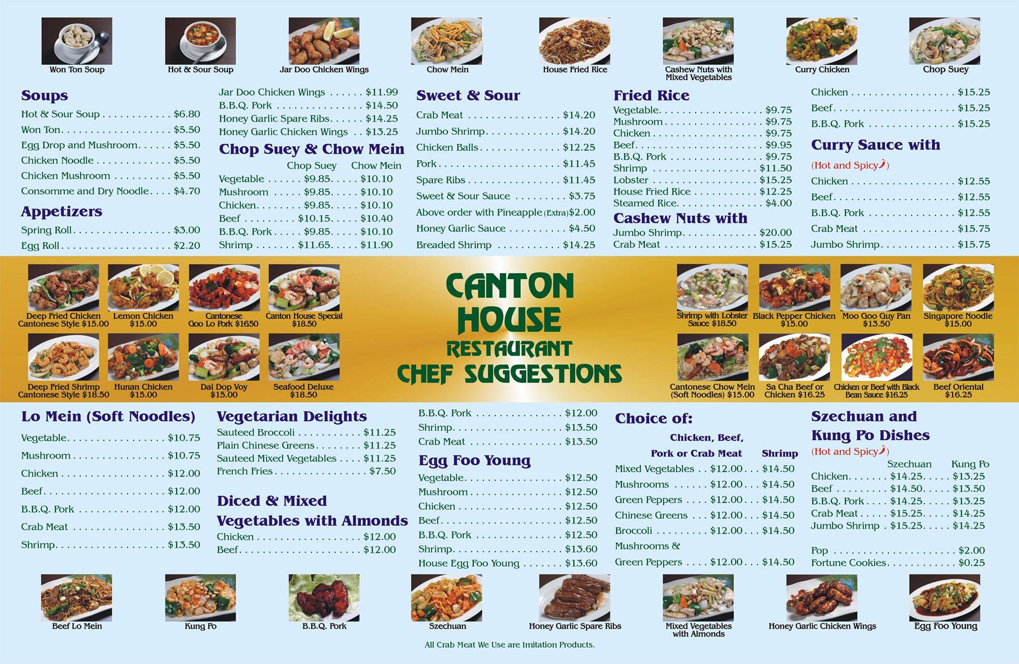 Menu at Canton House restaurant, Welland