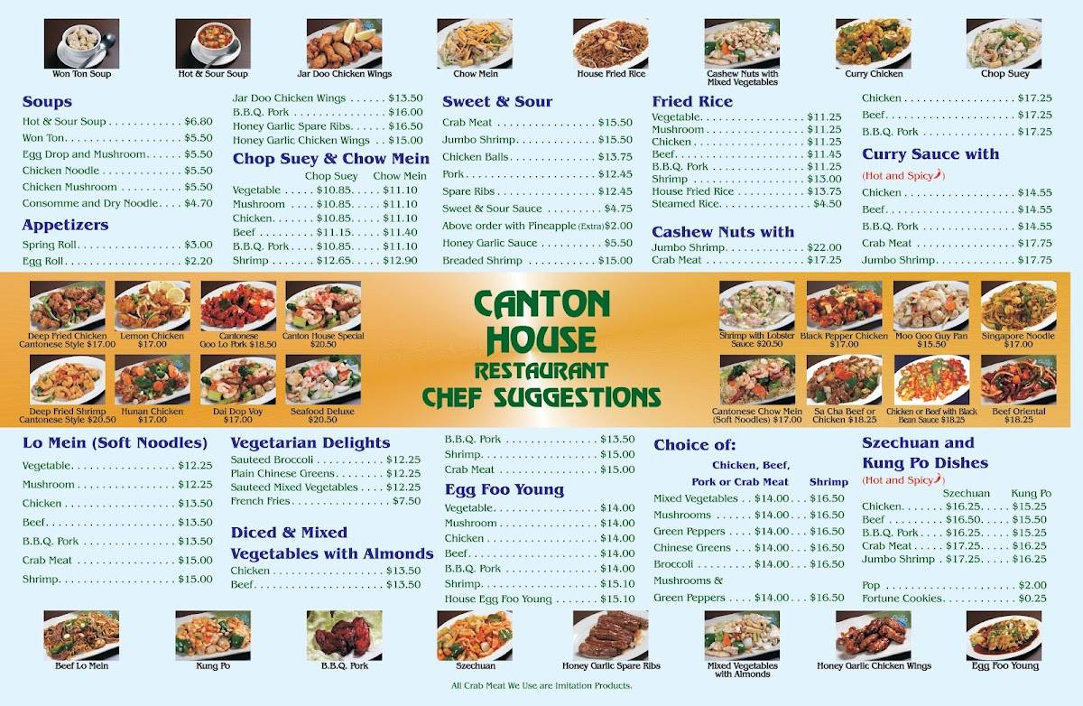 Menu at Canton House restaurant, Welland