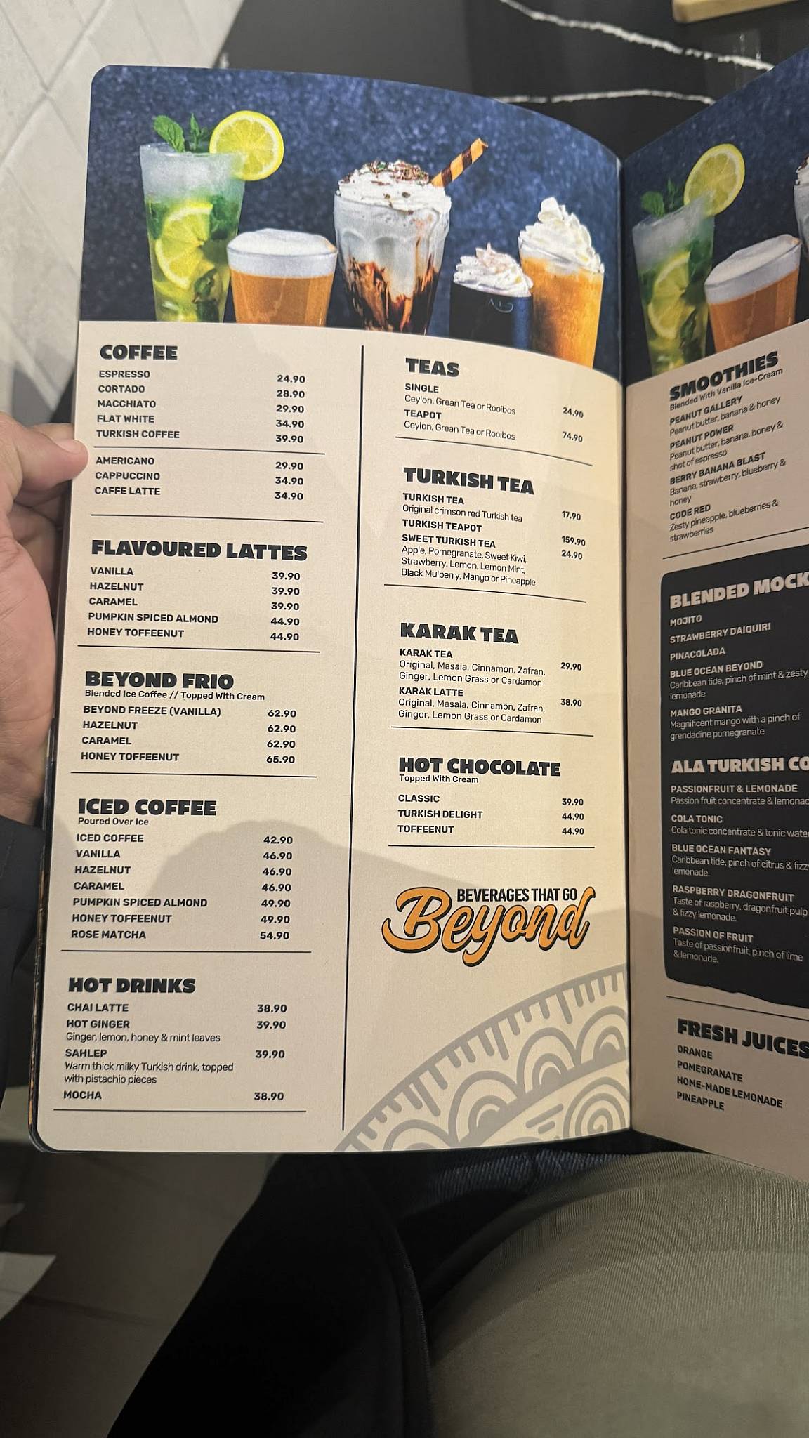 Menu at Ala Turkish Restaurant, Cape Town