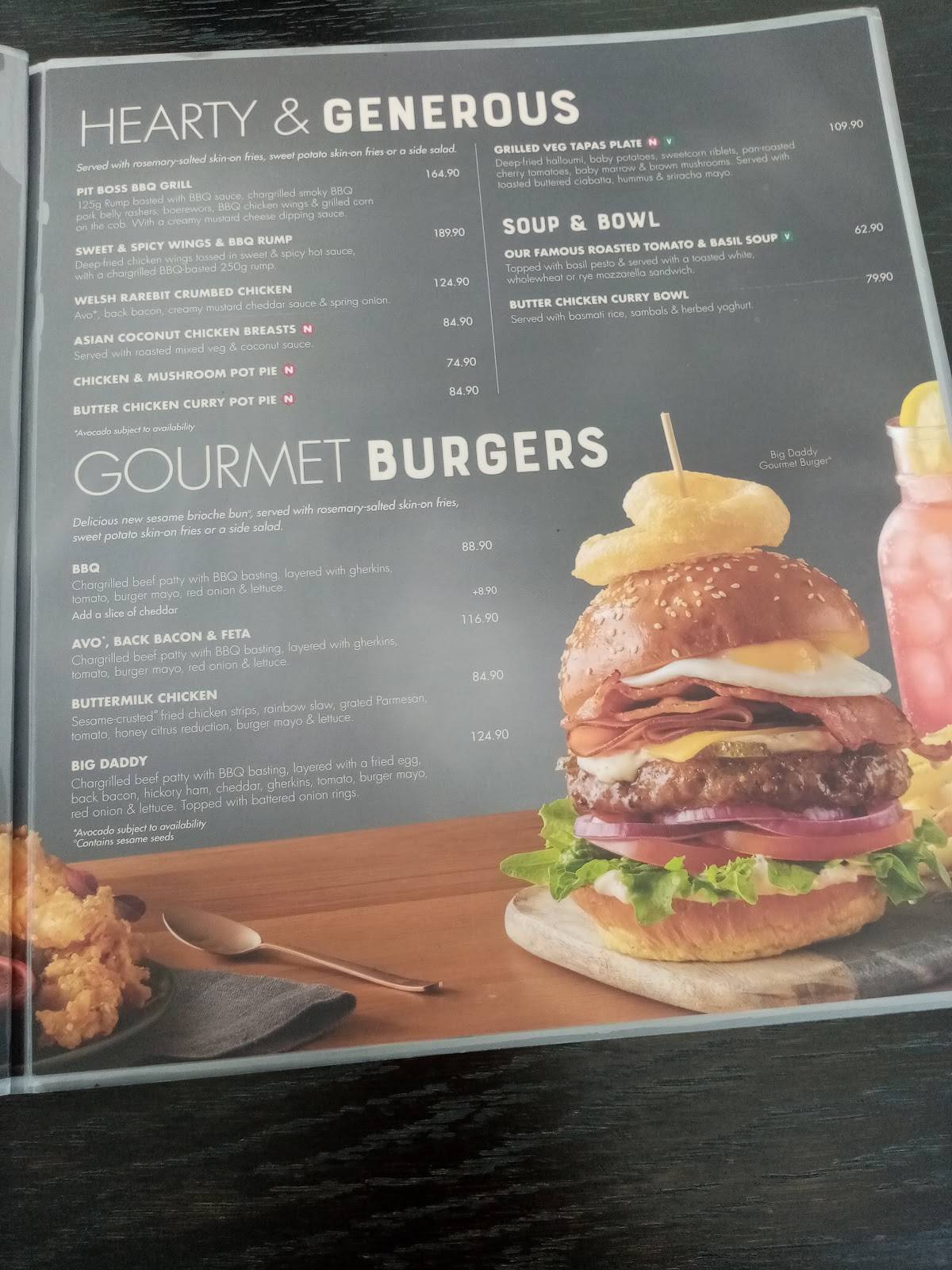 Menu at Mugg & Bean restaurant, Cape Town, Shop F214