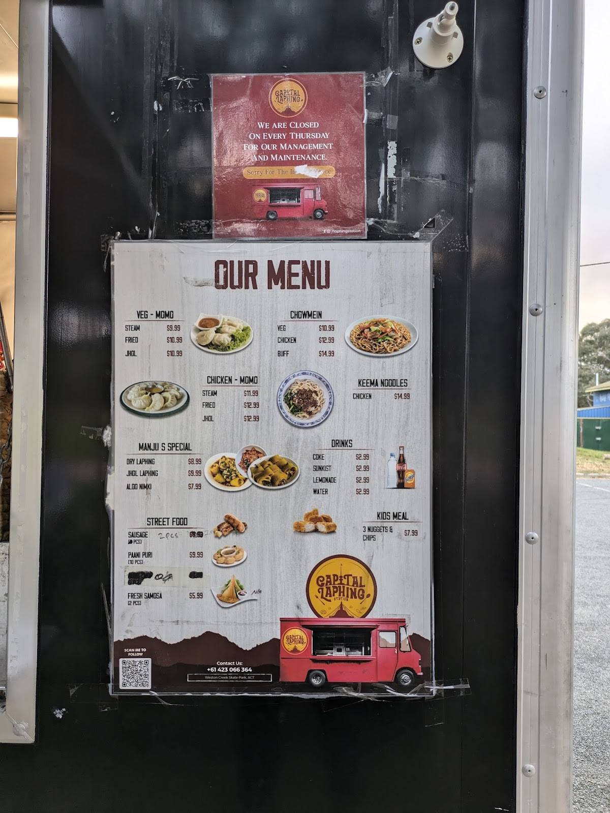 Menu at Capital Laphing Station restaurant, Weston