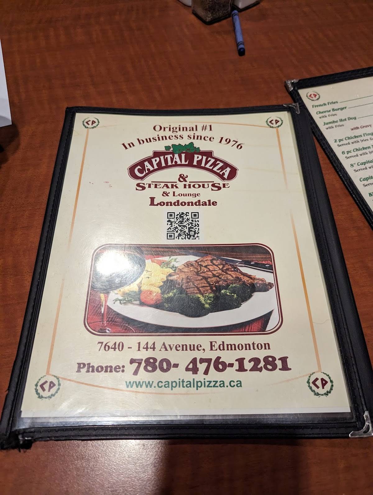 Menu at Capital Pizza steakhouse, Edmonton, 144 Ave NW