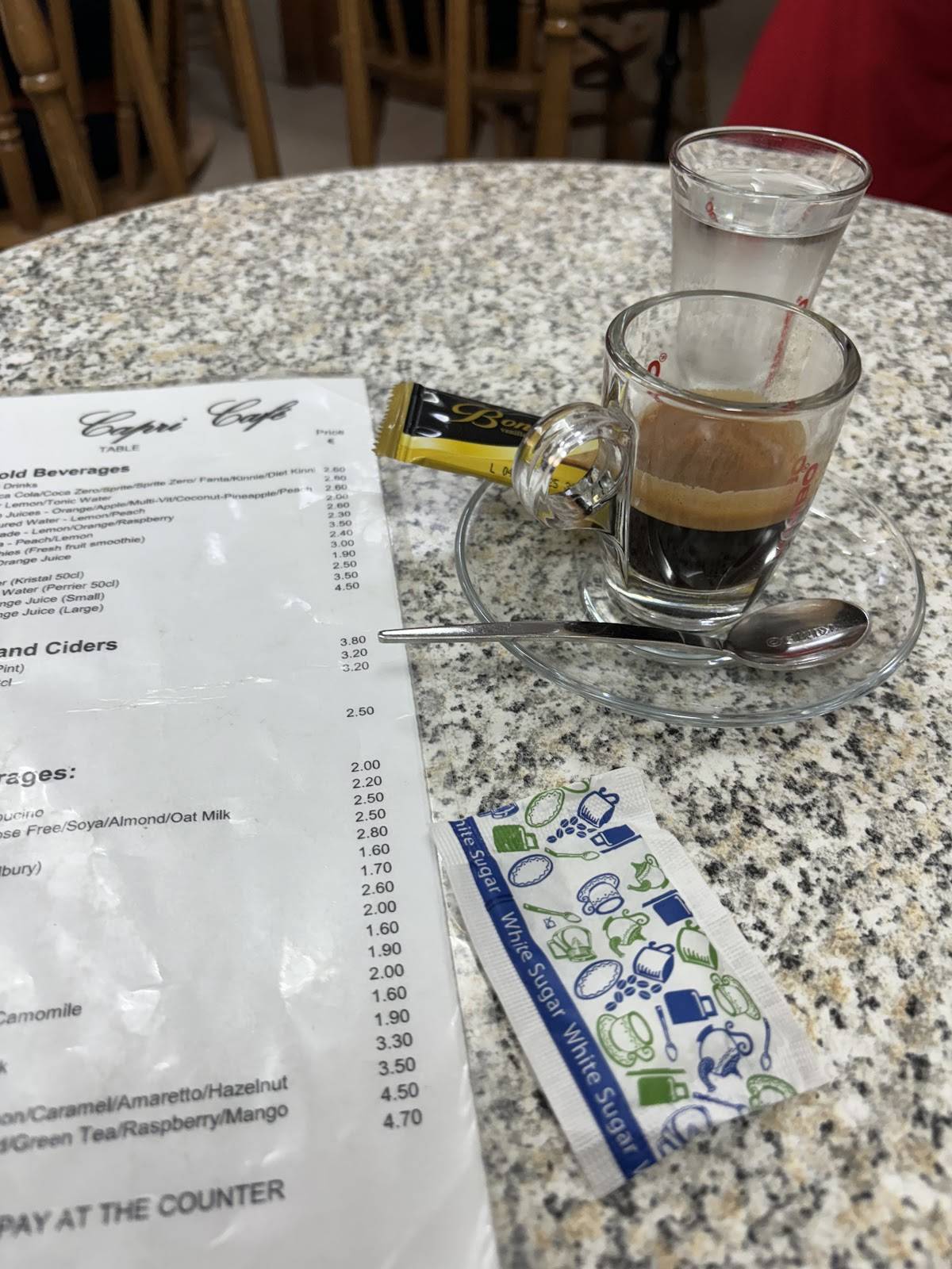 Menu at Capri Caffe cafe, Valletta