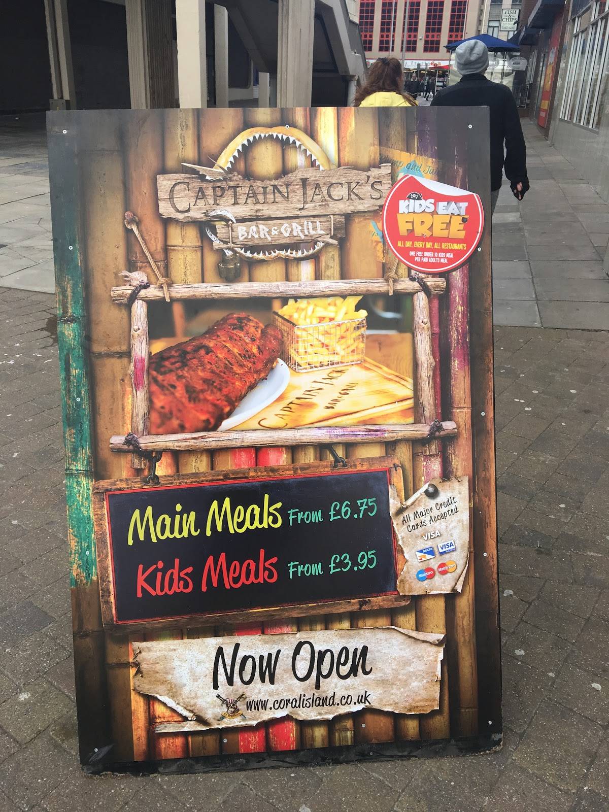 Menu at Captain Jack's Bar & Grill, Blackpool