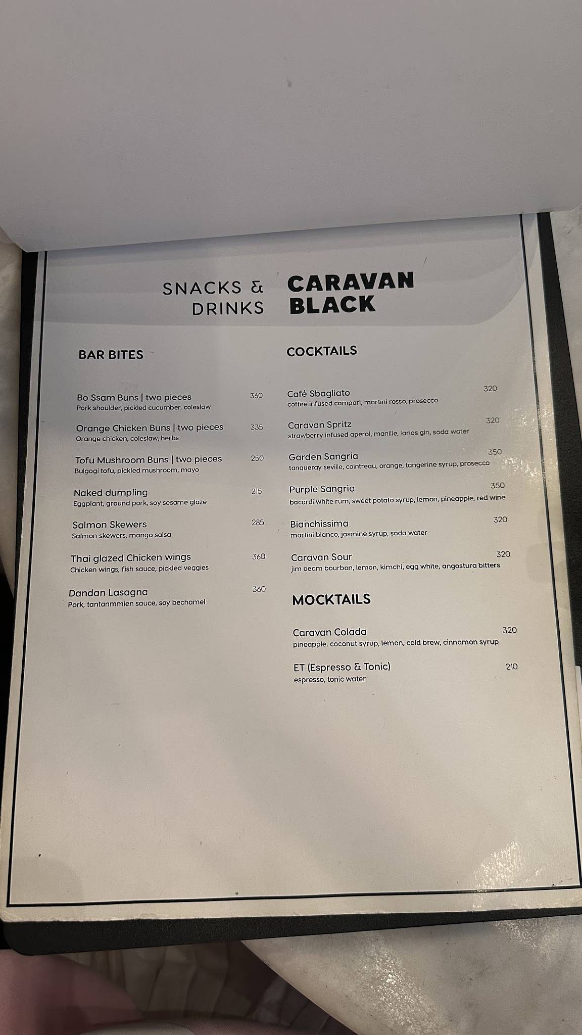Menu at Caravan Black Coffee Company cafe, Taguig