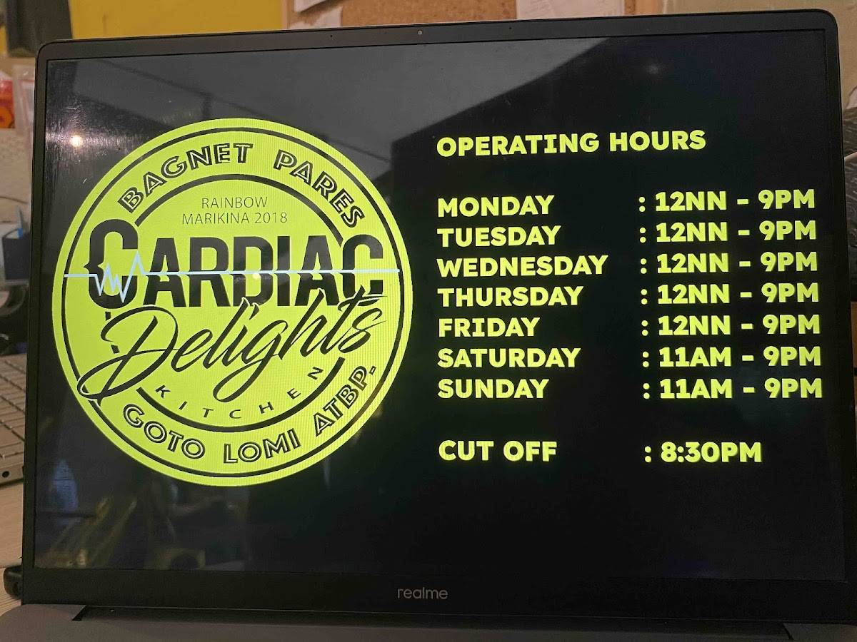 Menu at Cardiac Delights restaurant, Marikina