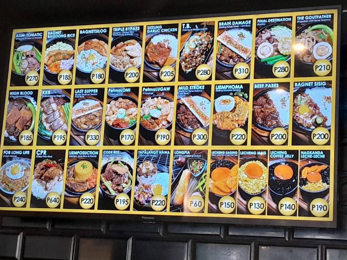Menu at Cardiac Delights restaurant, Marikina