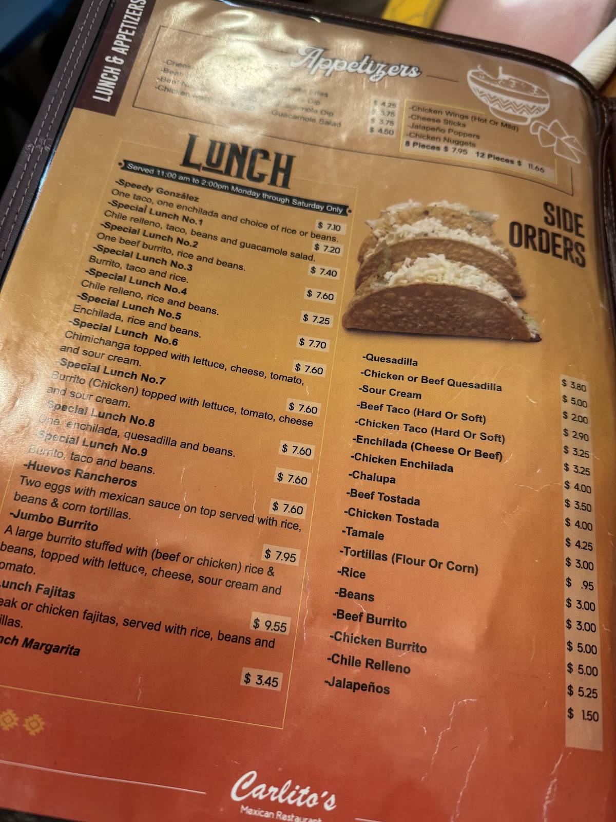 Menu at Carlito's Méxican Restaurant, Lewisburg