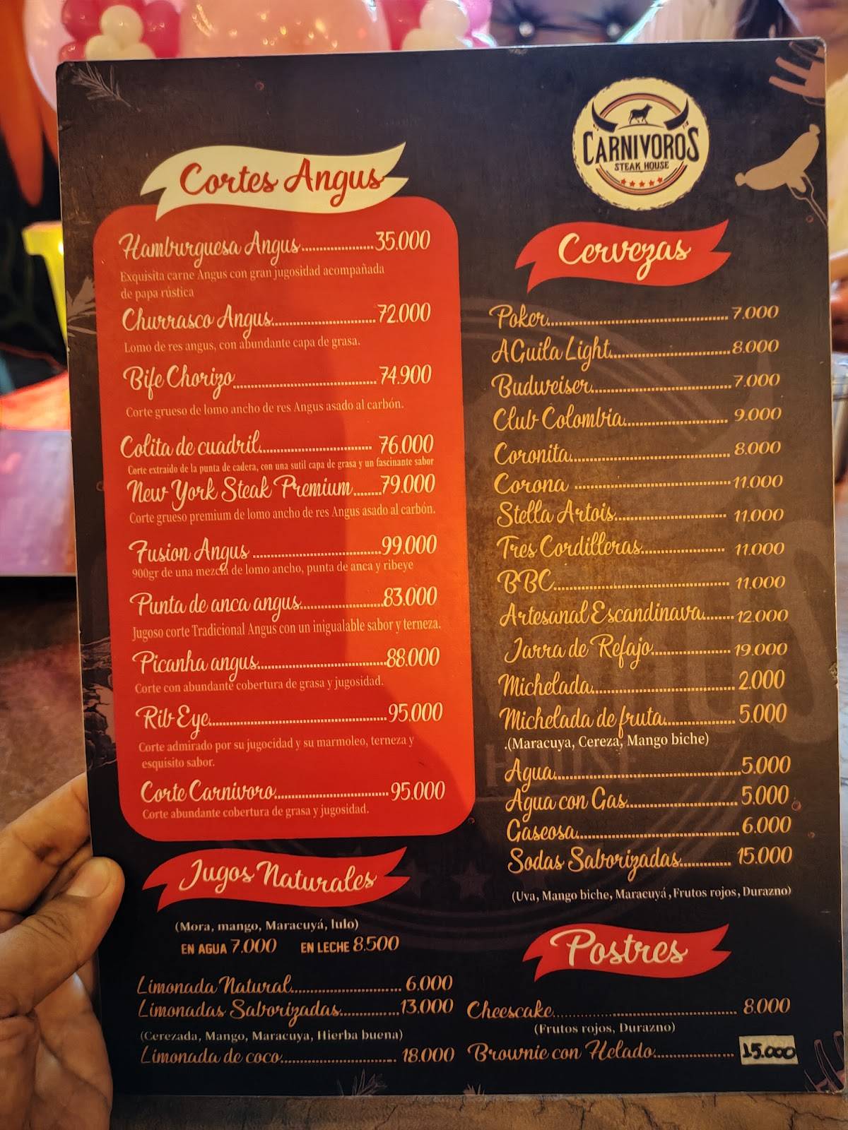 Carta del restaurante Carnívoros Steak House - Tuluá, Tulua