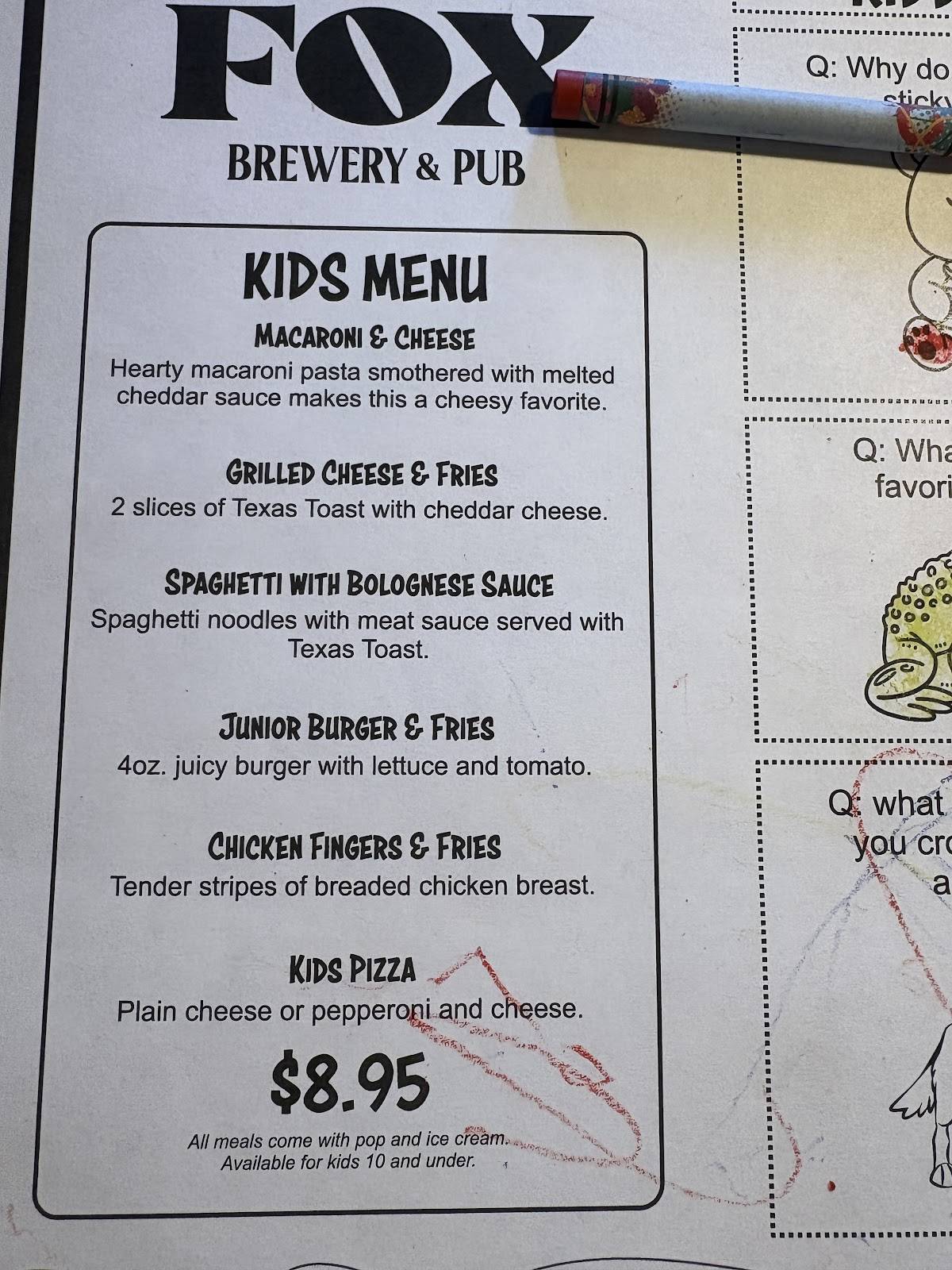 Menu at The Fox Restaurant & Brewery, Carson City