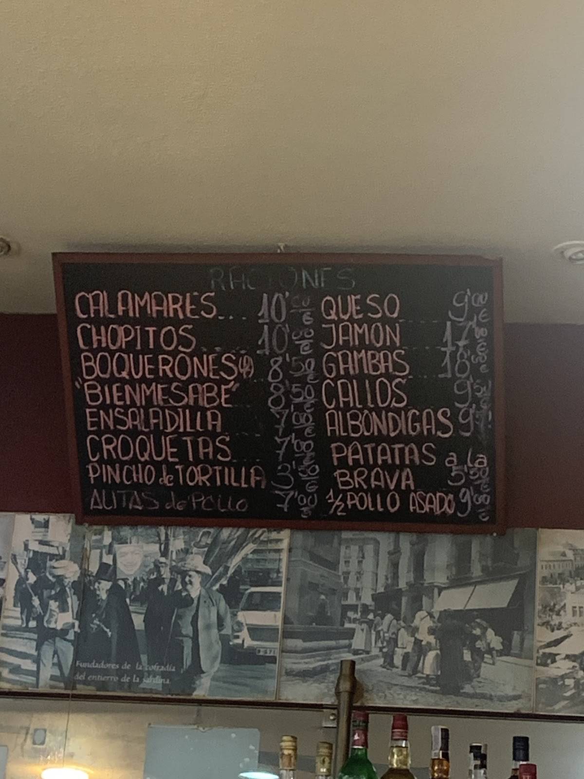 Carta del pub y bar Casa Alvarez, Madrid