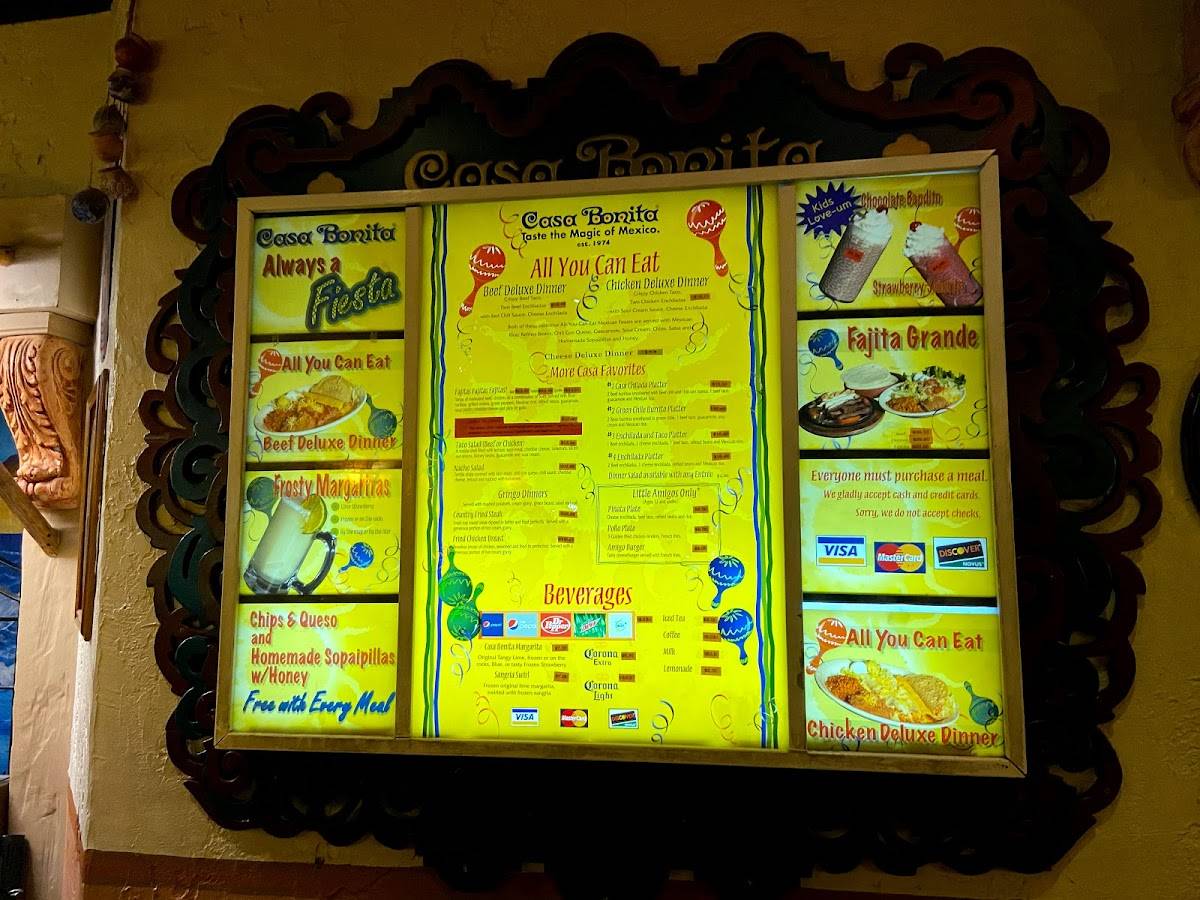 Menu at Casa Bonita restaurant, Lakewood