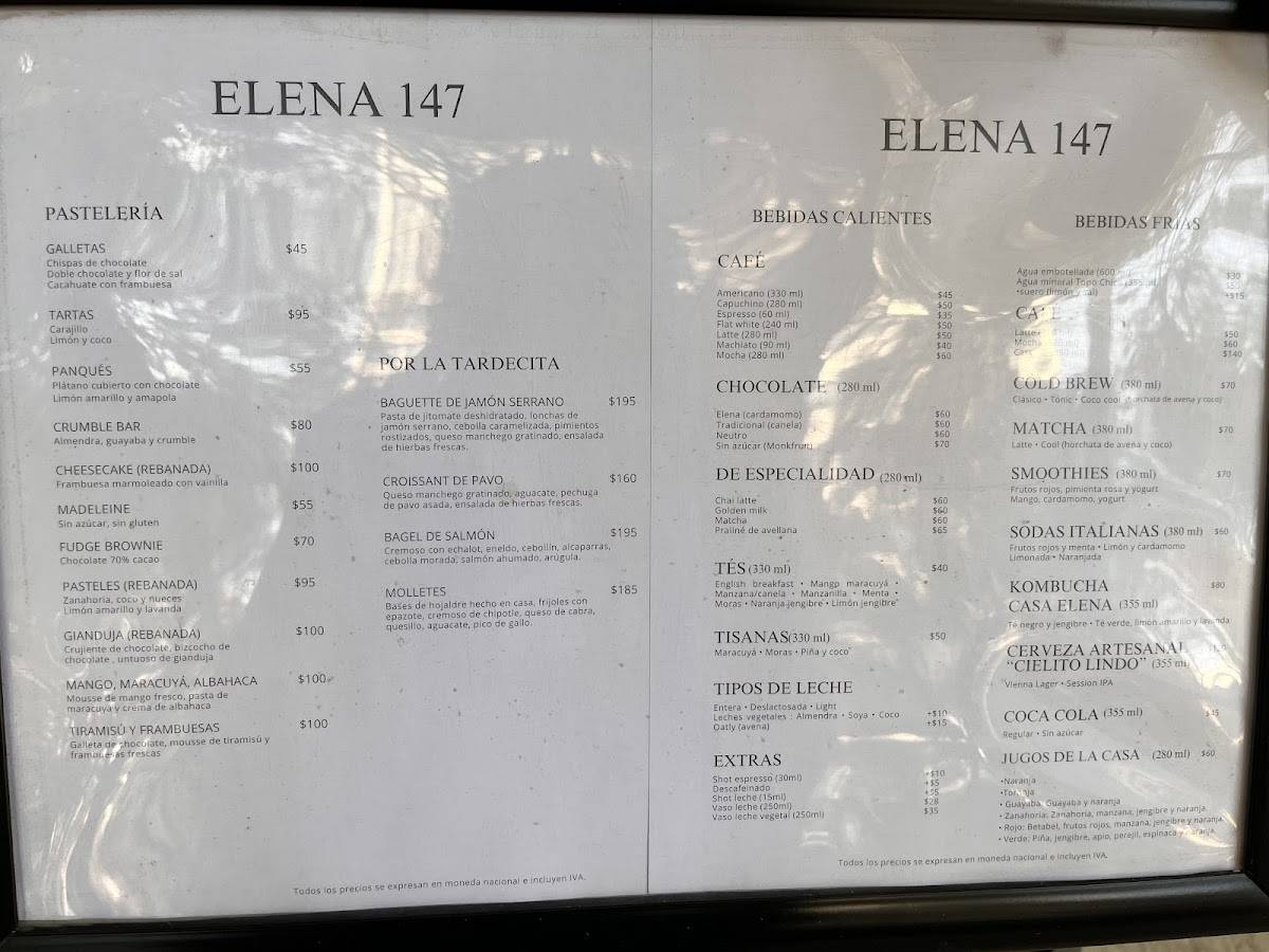Carta de Casa Elena Restaurante, Naucalpan de Juárez