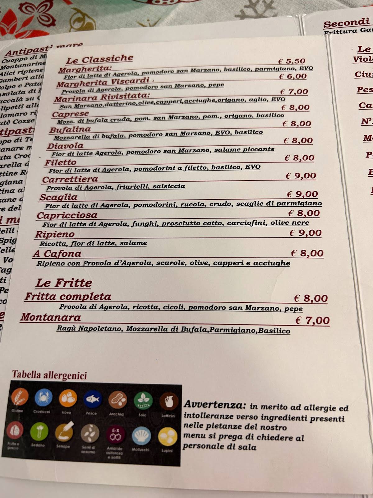 Menu da Casa Viscardi Trattoria Napoletana ristorante, Napoli