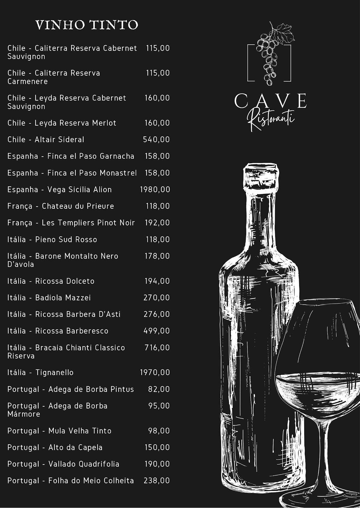 Menu em Cave Ristoranti restaurante, Três Rios