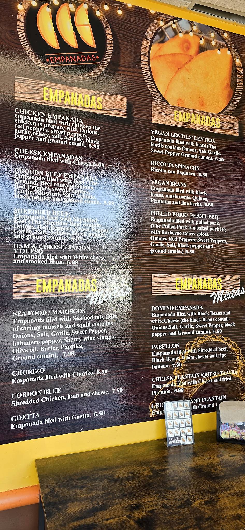 Menu at Ccs Empanadas restaurant, Loveland