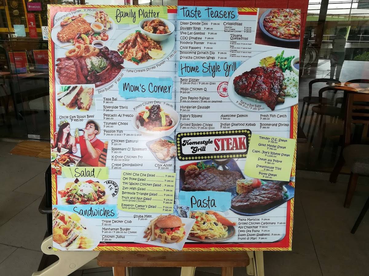 Menu at Bigby's Cafe, Cebu City, ayala center cebu