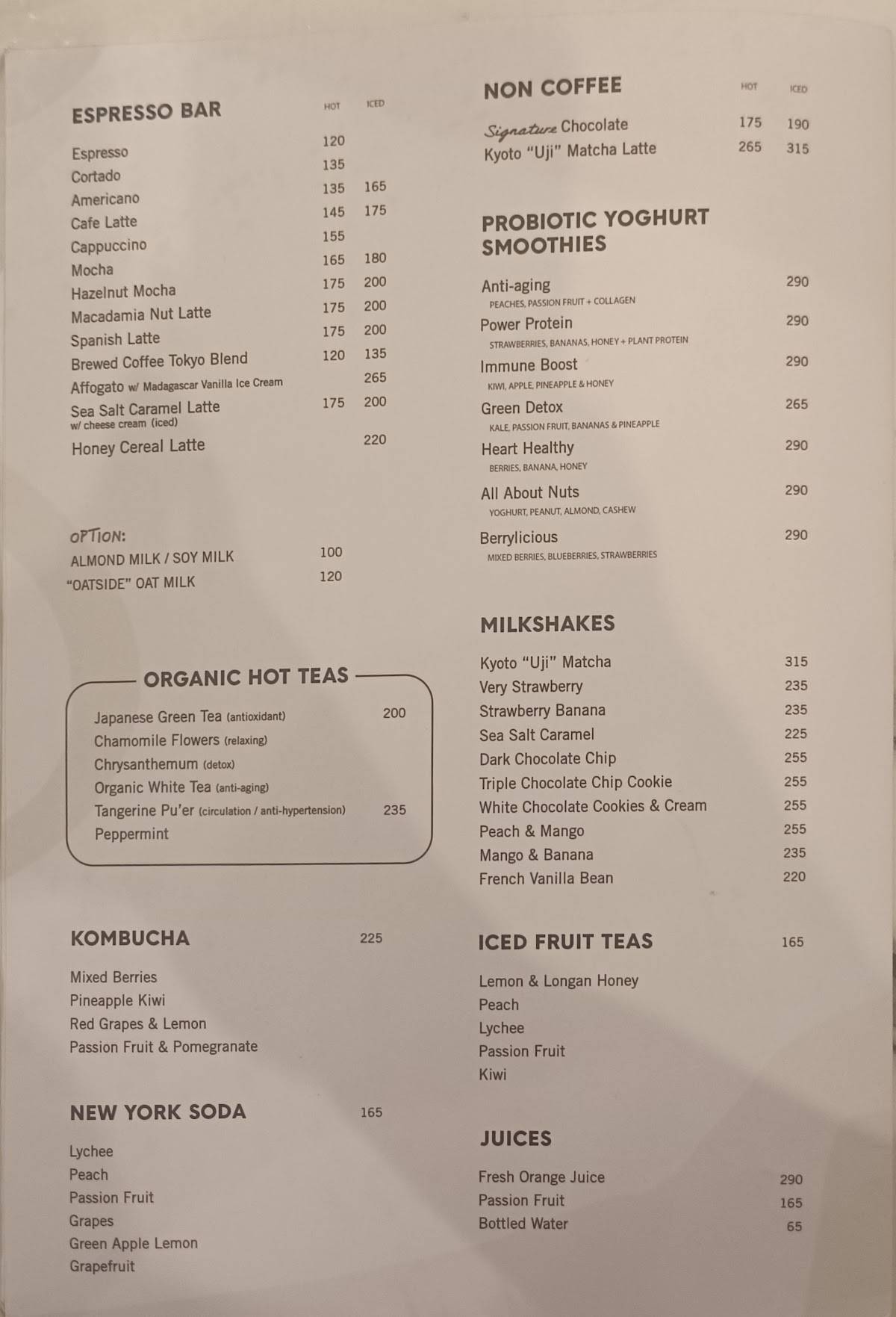 Menu at Dean & Deluca restaurant, Cebu City