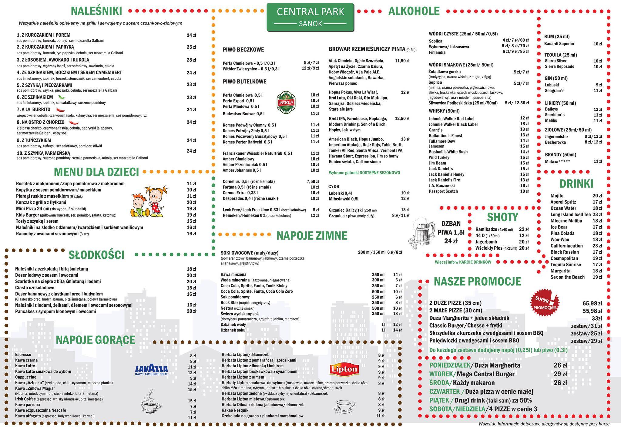 Menu at Central Park pub & bar, Sanok