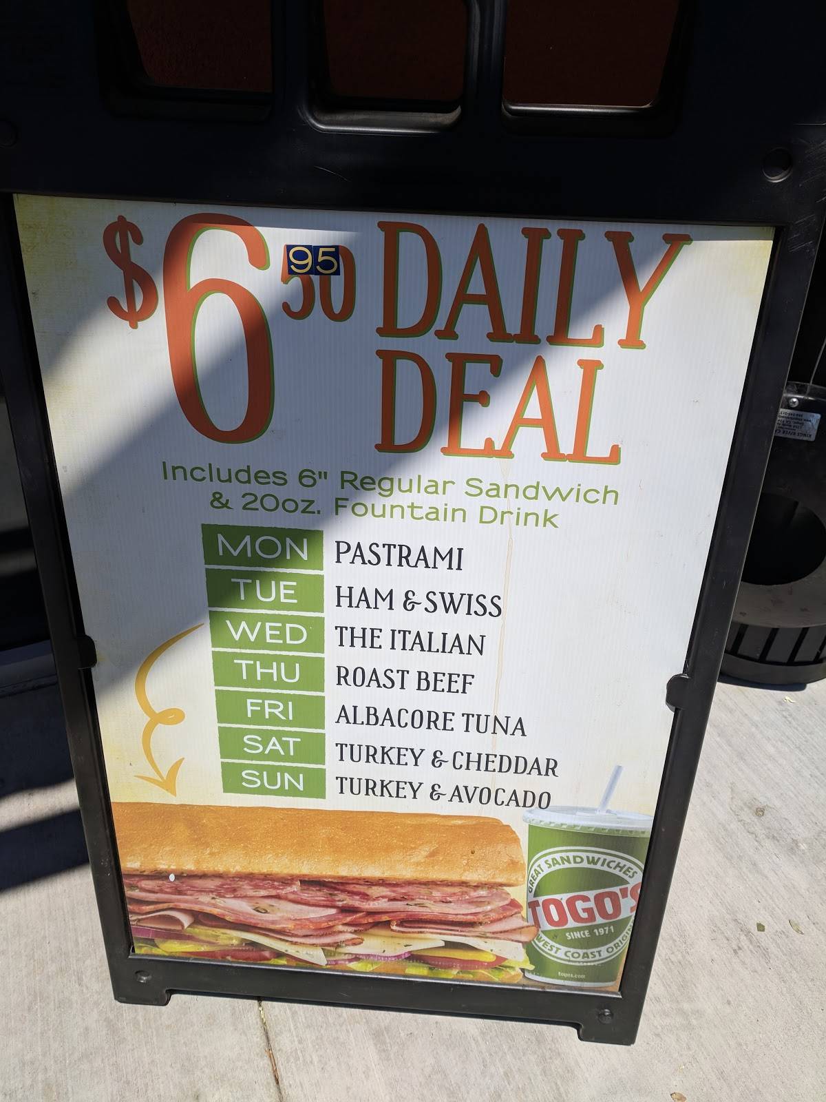 Menu at TOGO'S Sandwiches fast food, Ceres, E Hatch Rd Suite 400