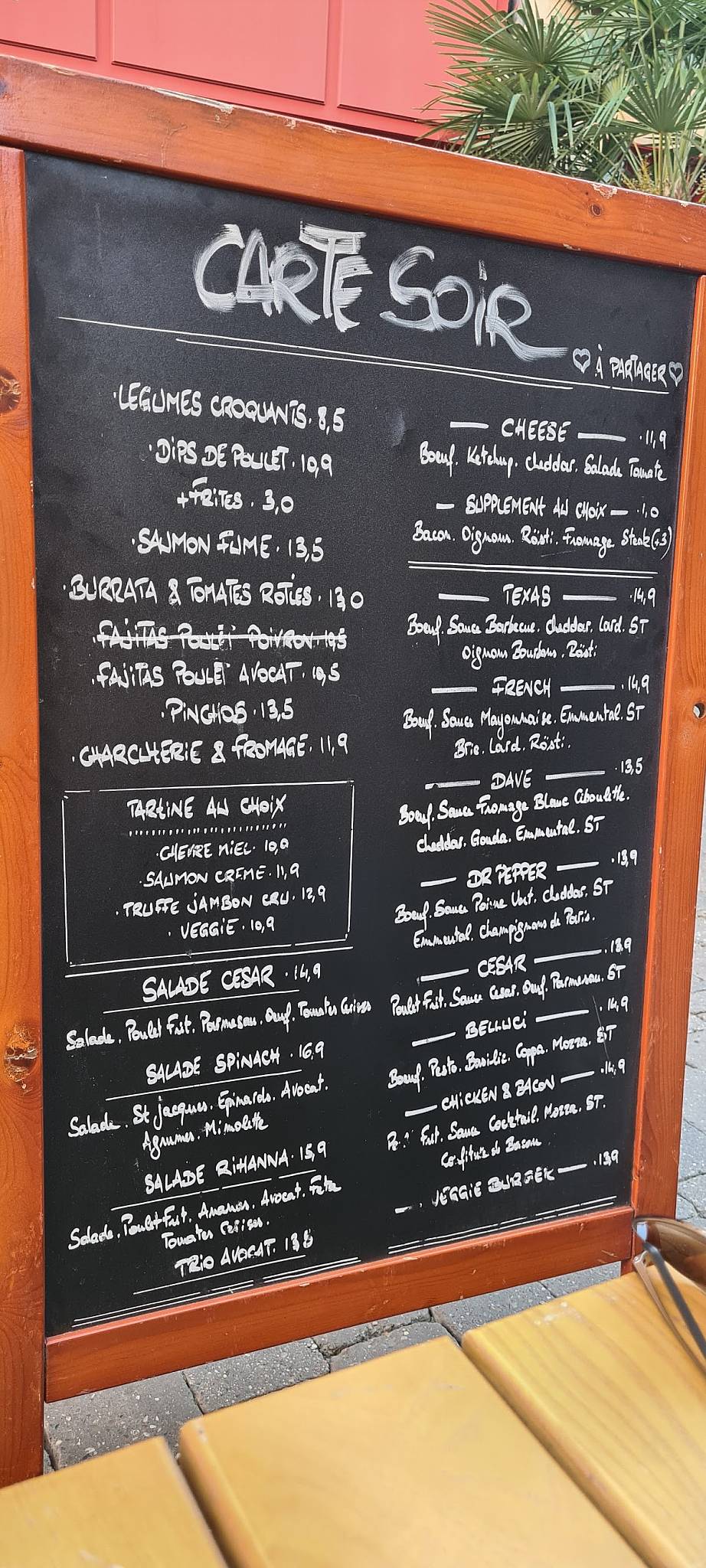 Menu au Cerise Metz pub et bar, Metz