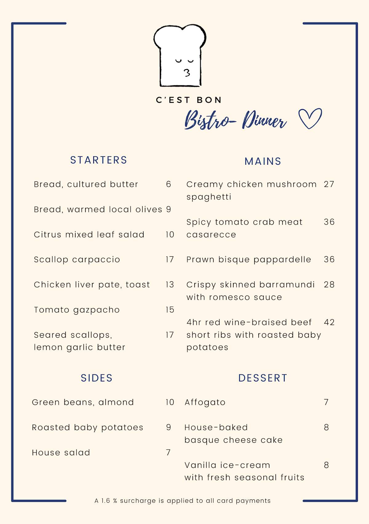 Menu at C'est Bon Toastie Cafe, Epping
