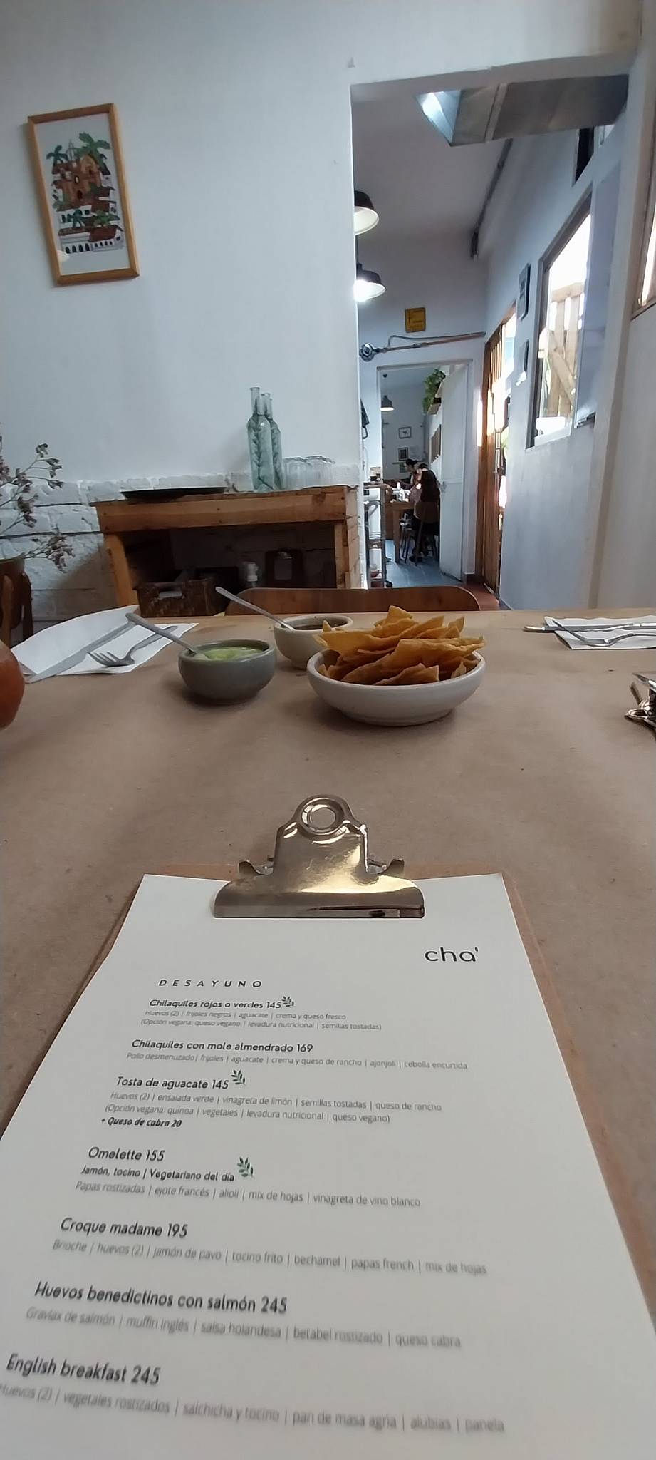 Menu at Cha' restaurant, Puerto Vallarta
