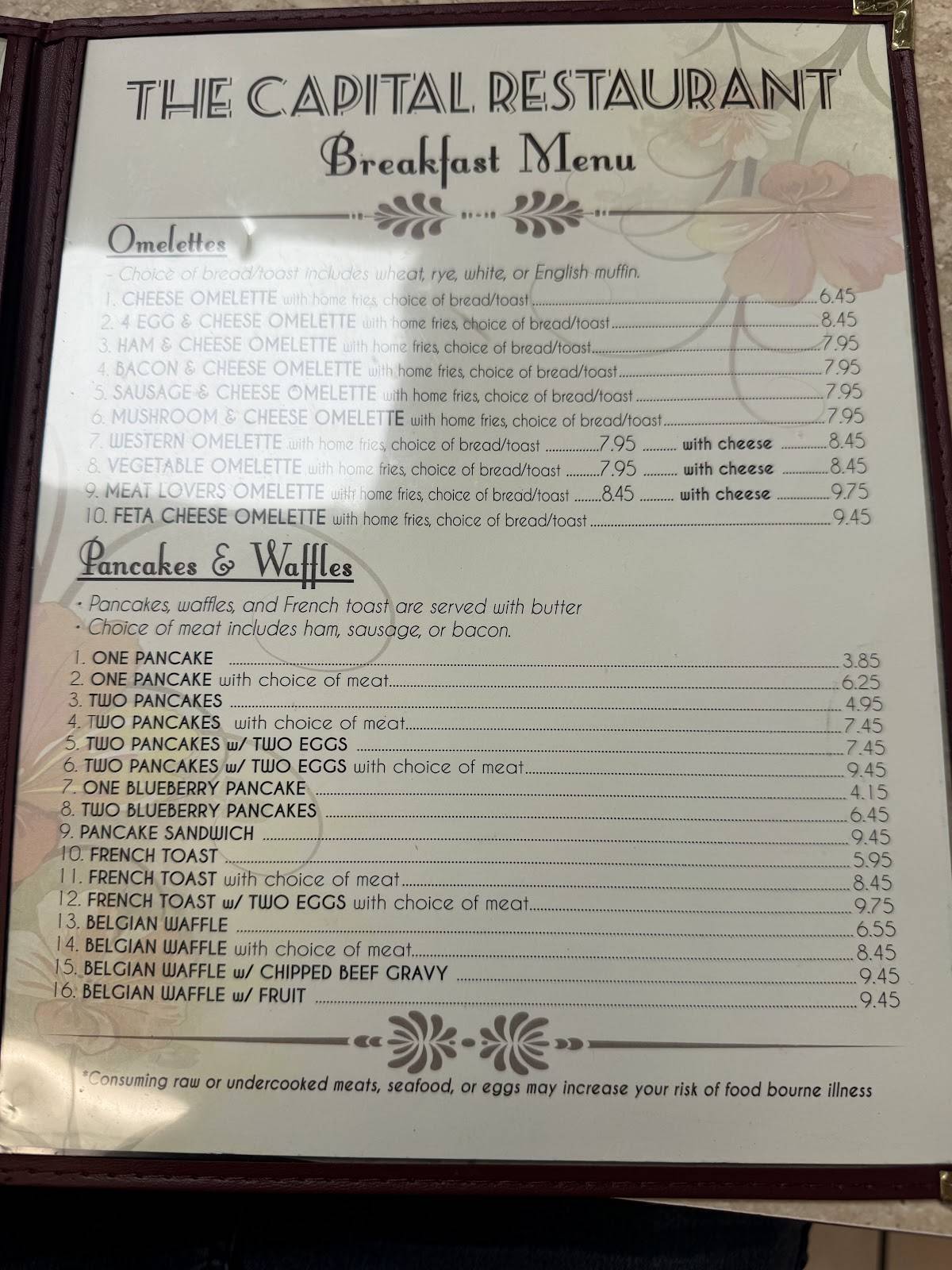 Menu at Capital Restaurant, Chambersburg