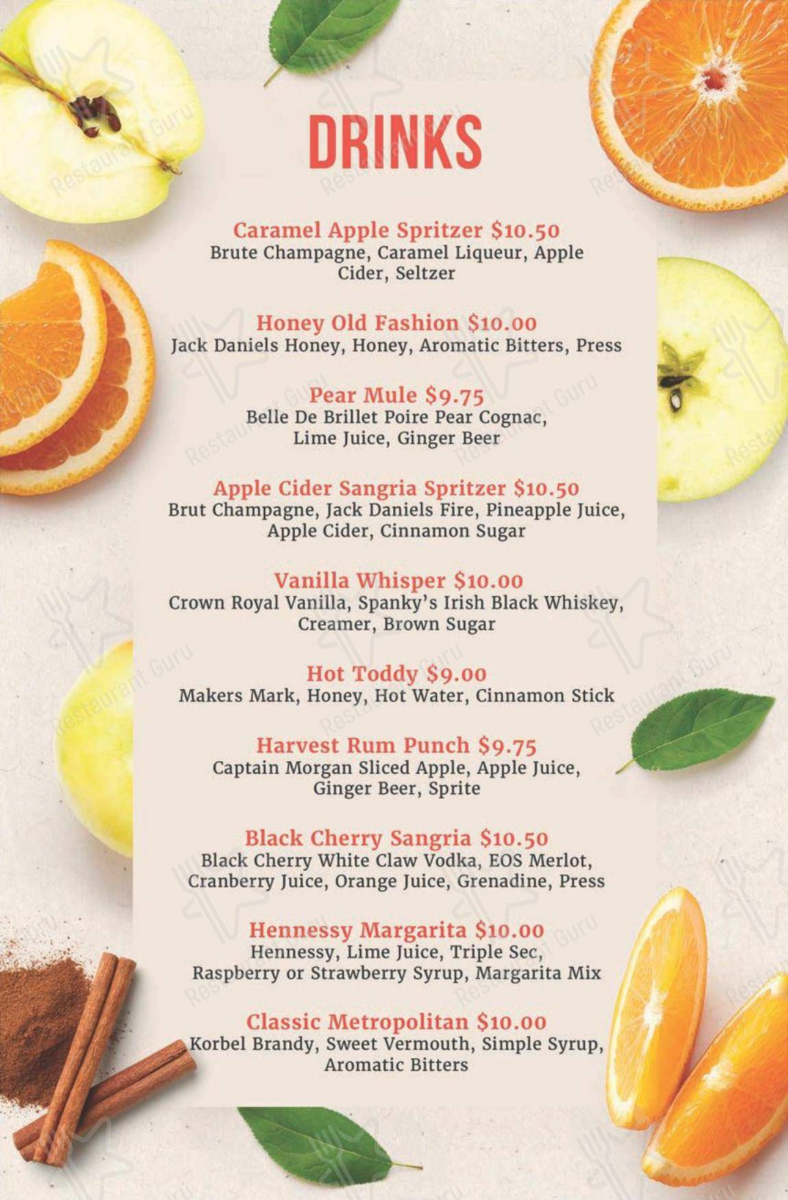 Menu at Chancery Restaurant & Pub, Mequon, N Port Washington Rd