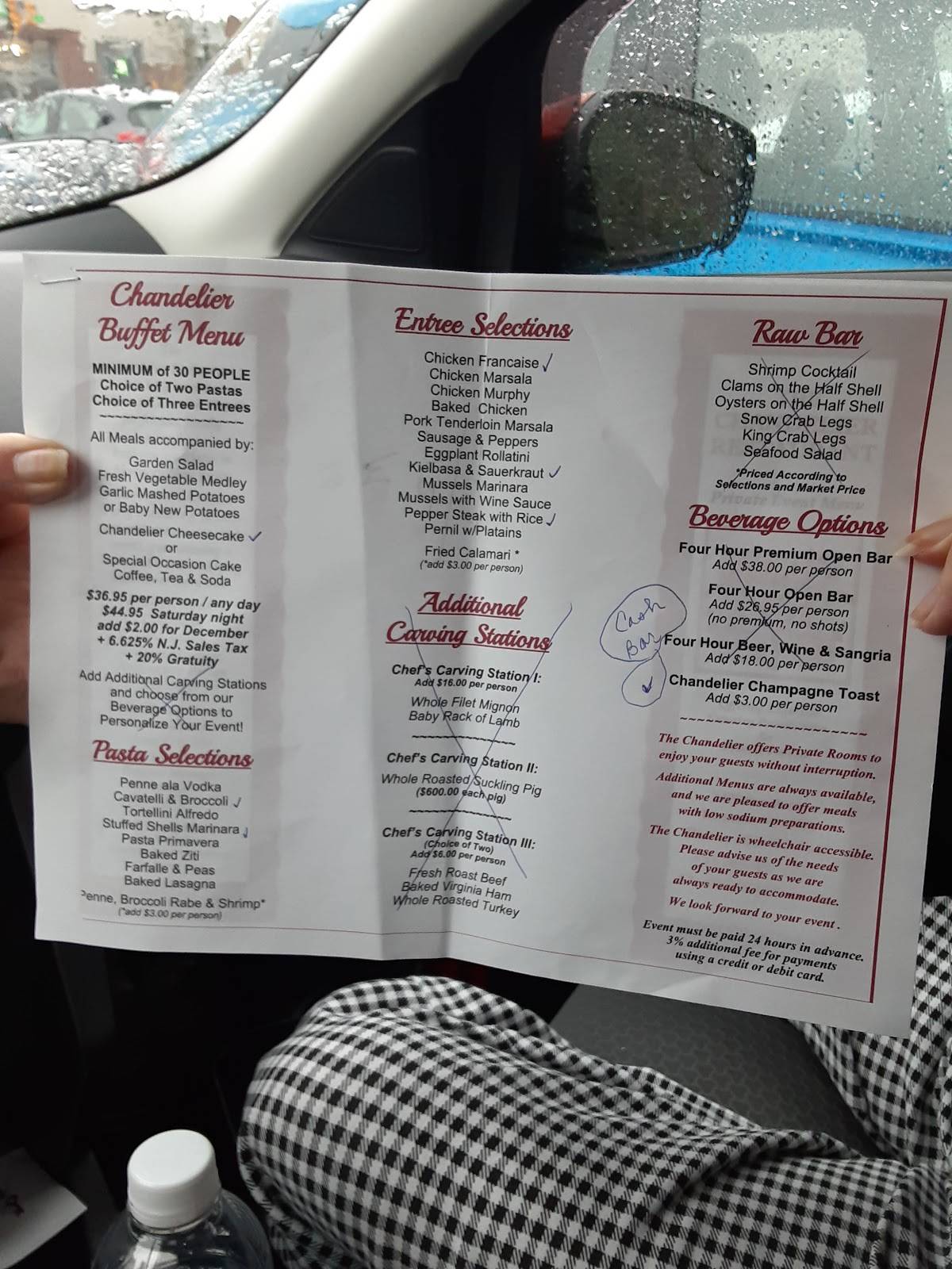 Menu at Chandelier Catering restaurant, Bayonne