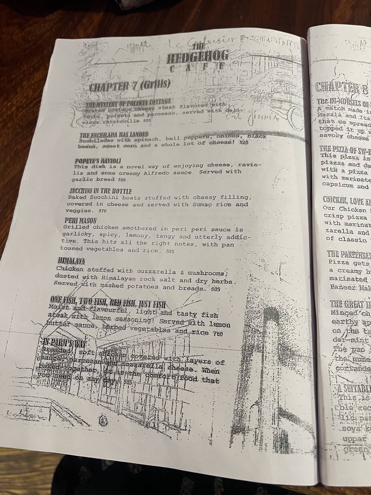 Menu at The Hedgehog Cafe, Chandigarh