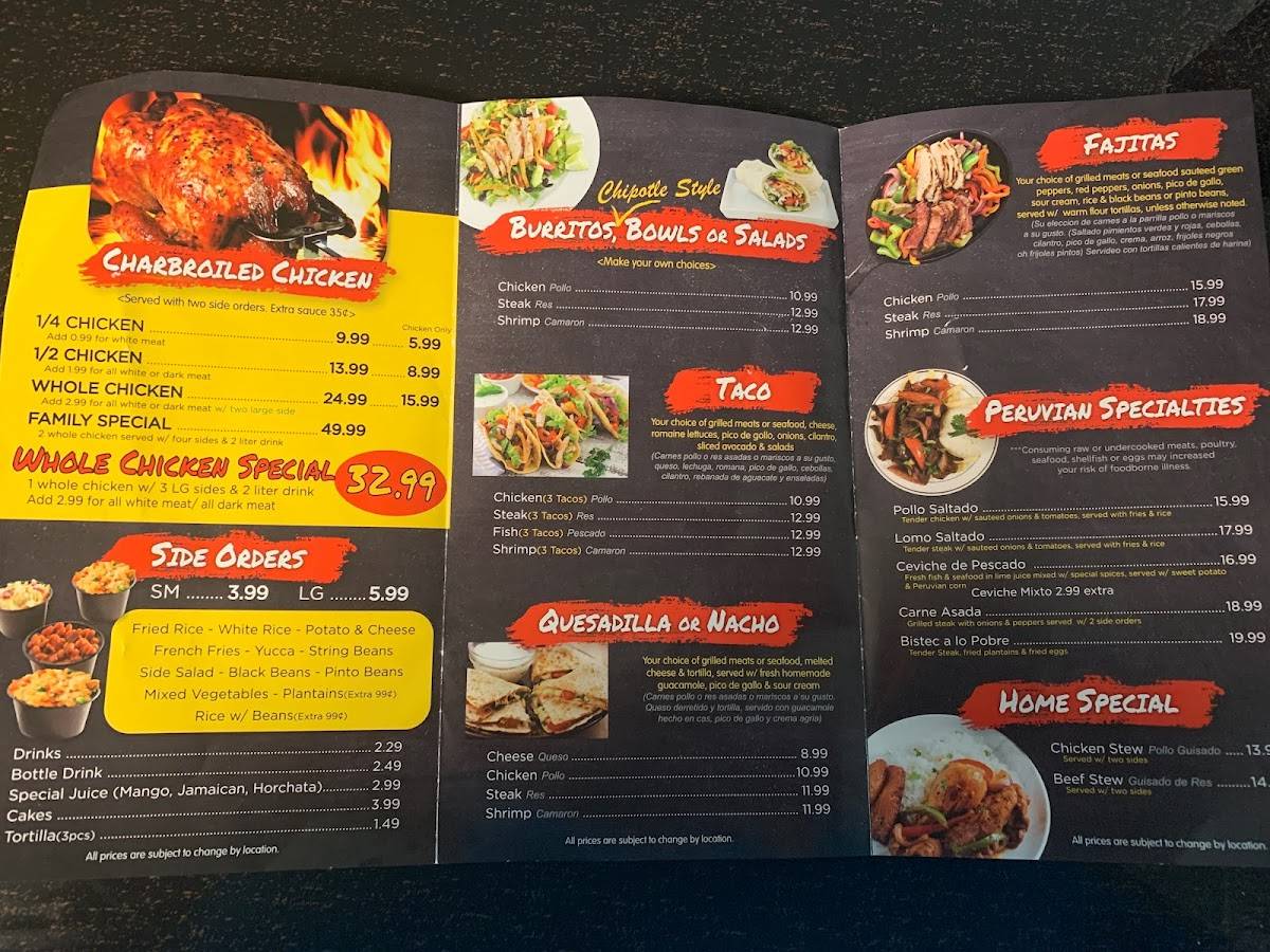 Menu at Charcoal Chicken restaurant, Suffolk