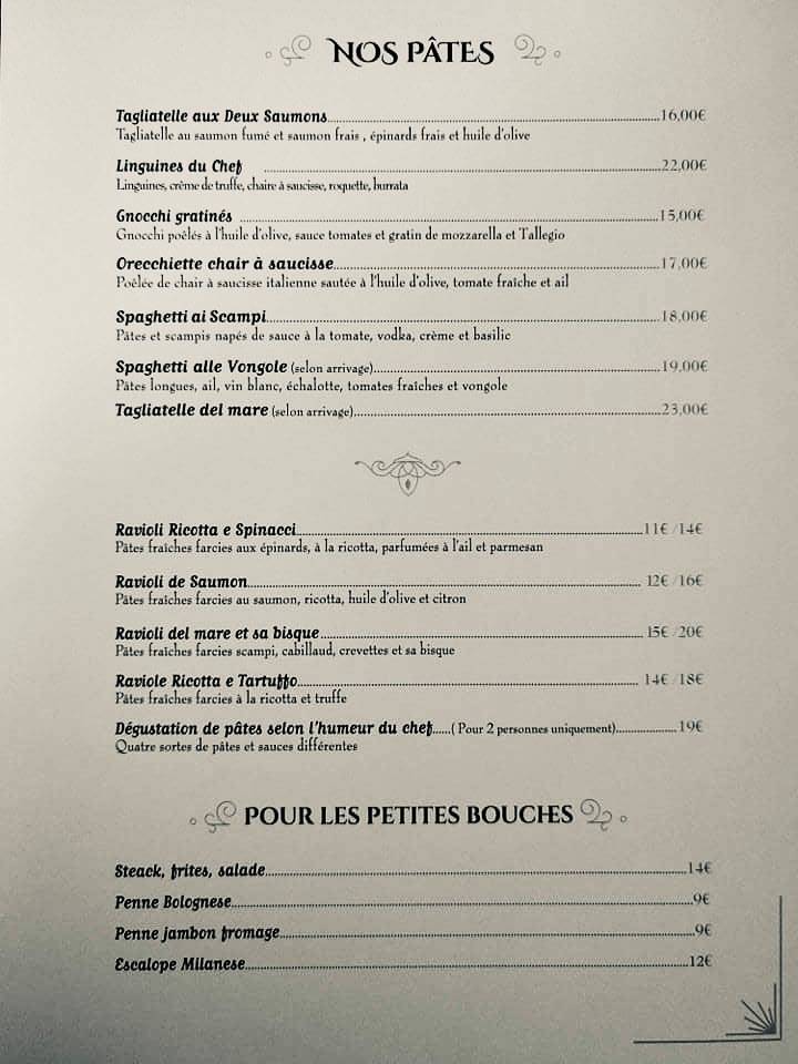 Menu au Le Beau Site, Charleroi, Rue de Nalinnes 545