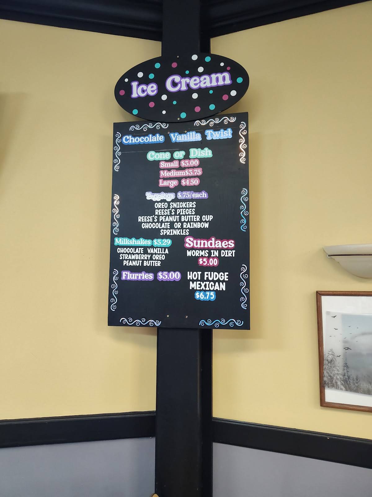 Menu at Charlie Riedel's restaurant, Canandaigua