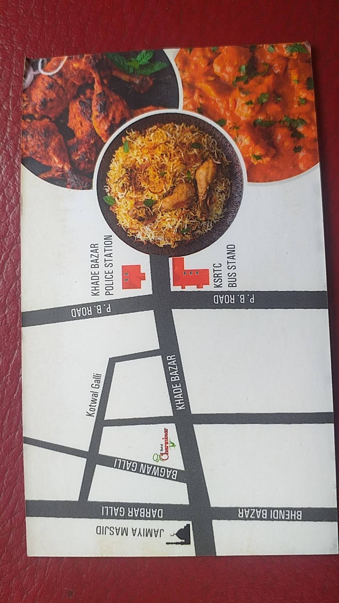 Menu at Charminar, Belgaum