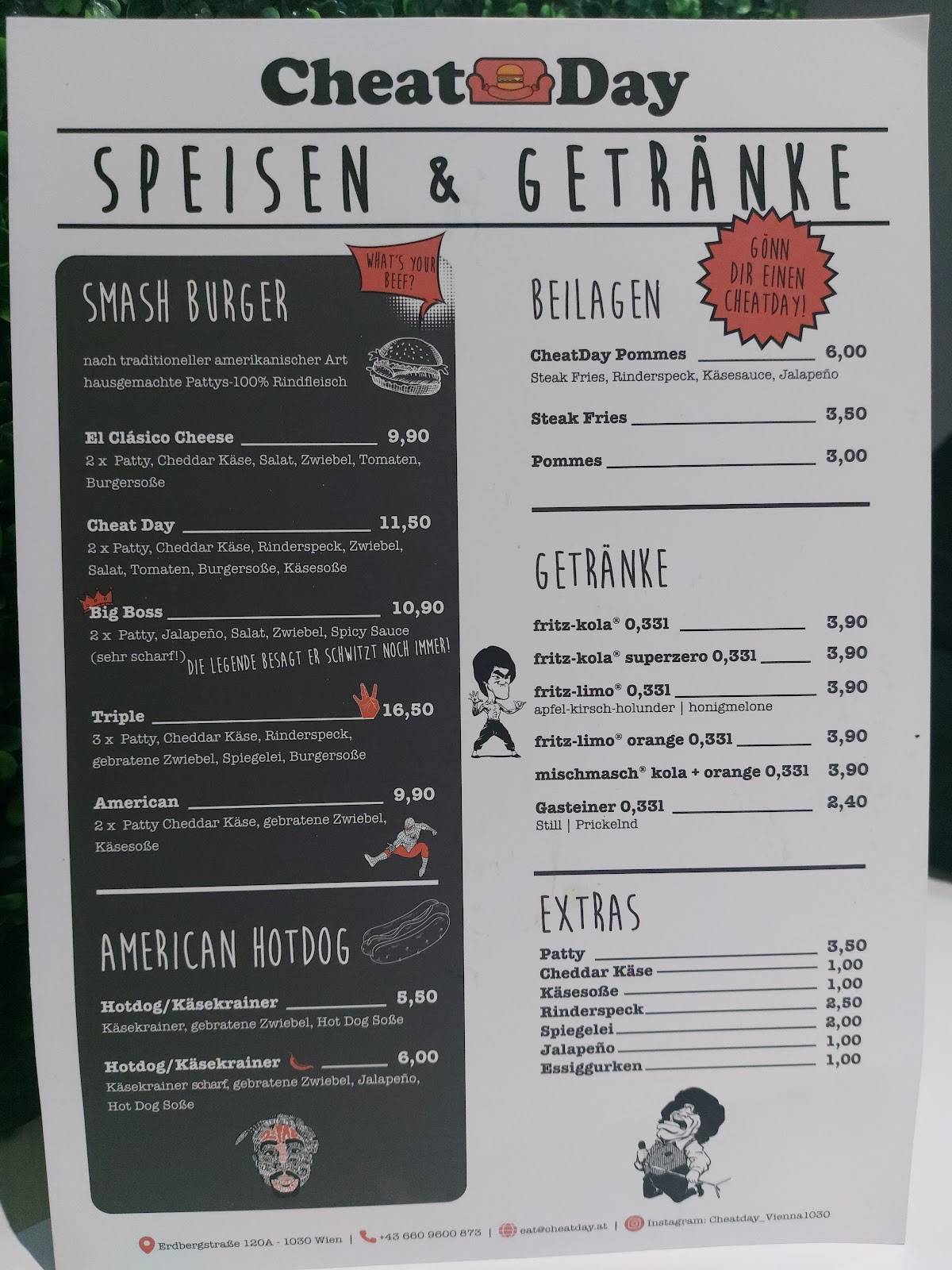 Speisekarte von Cheat Day restaurant, Wien