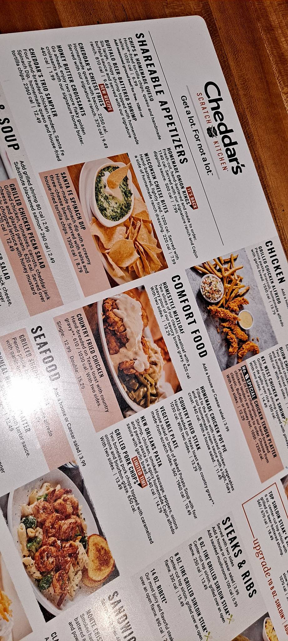 Menu at Cheddar's Scratch Kitchen restaurant, Avon