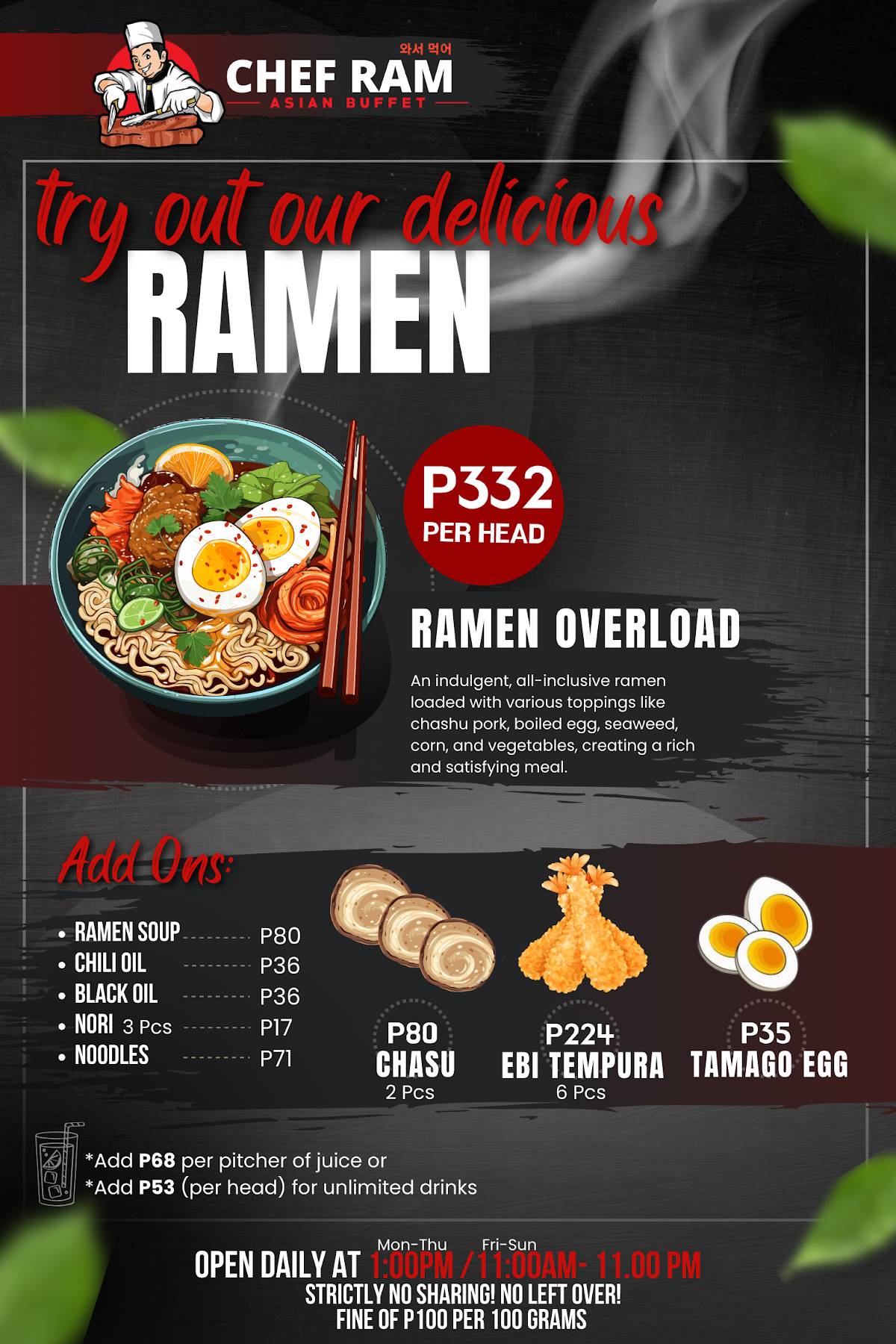 Menu at Chef Ram Asian Buffet Balanga restaurant, City of Balanga