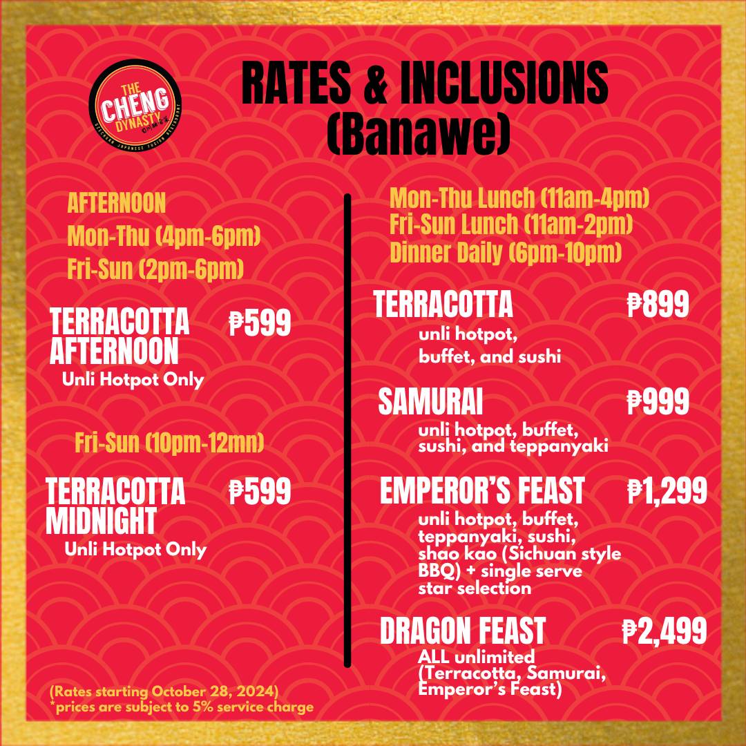Menu at Cheng Dynasty Hotpot restaurant, Quezon City
