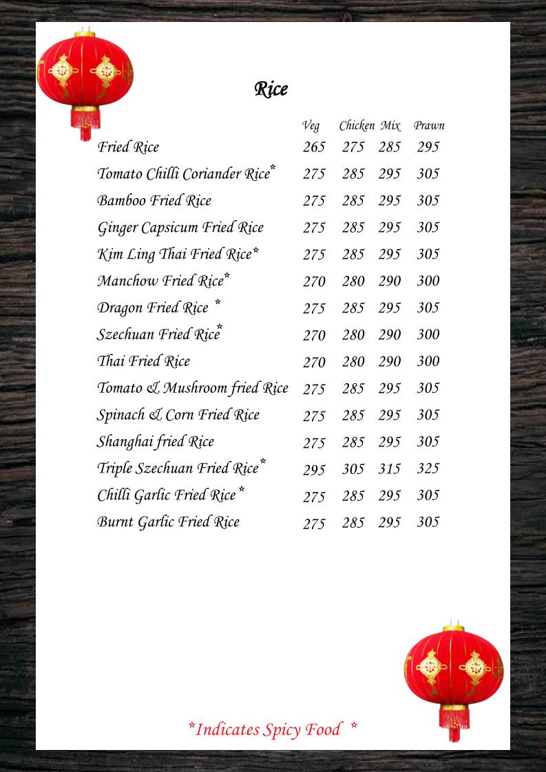 Menu at Kim Ling Specialty Chinese Restaurant, Chennai, AC -2