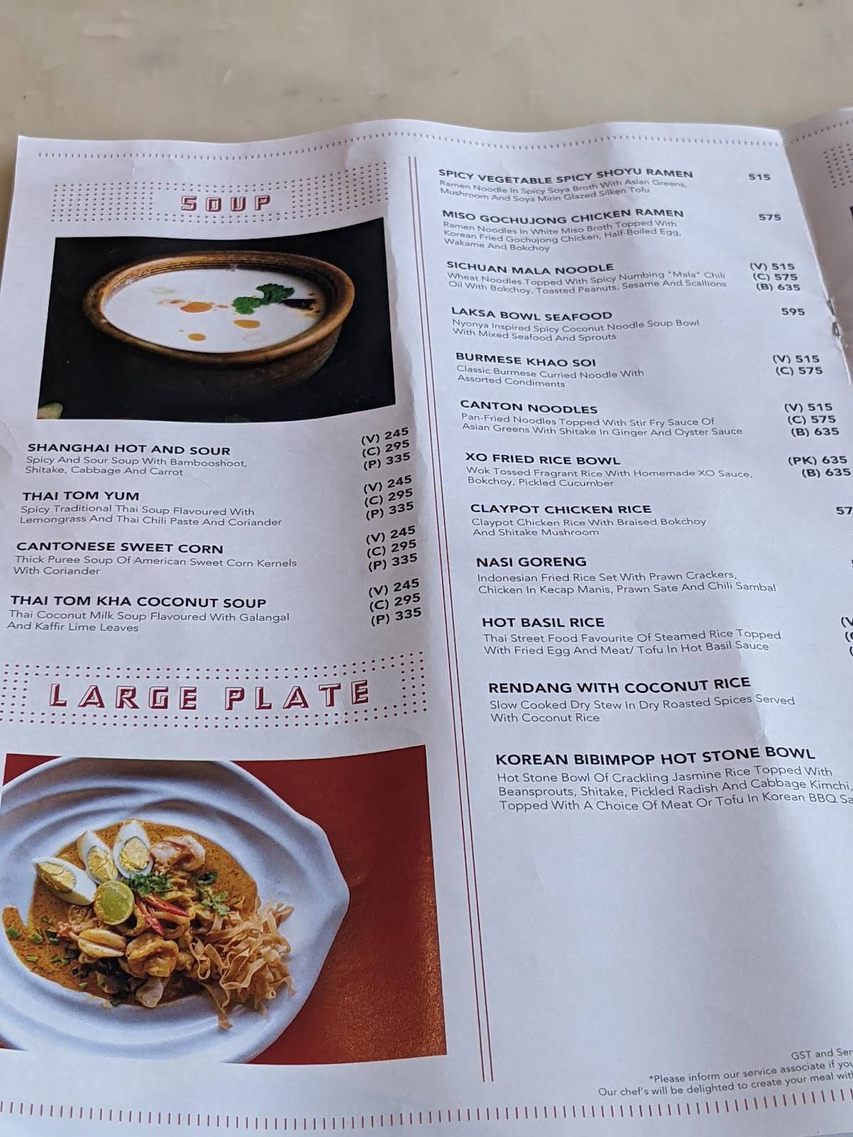 Menu at Little Soi, Chennai
