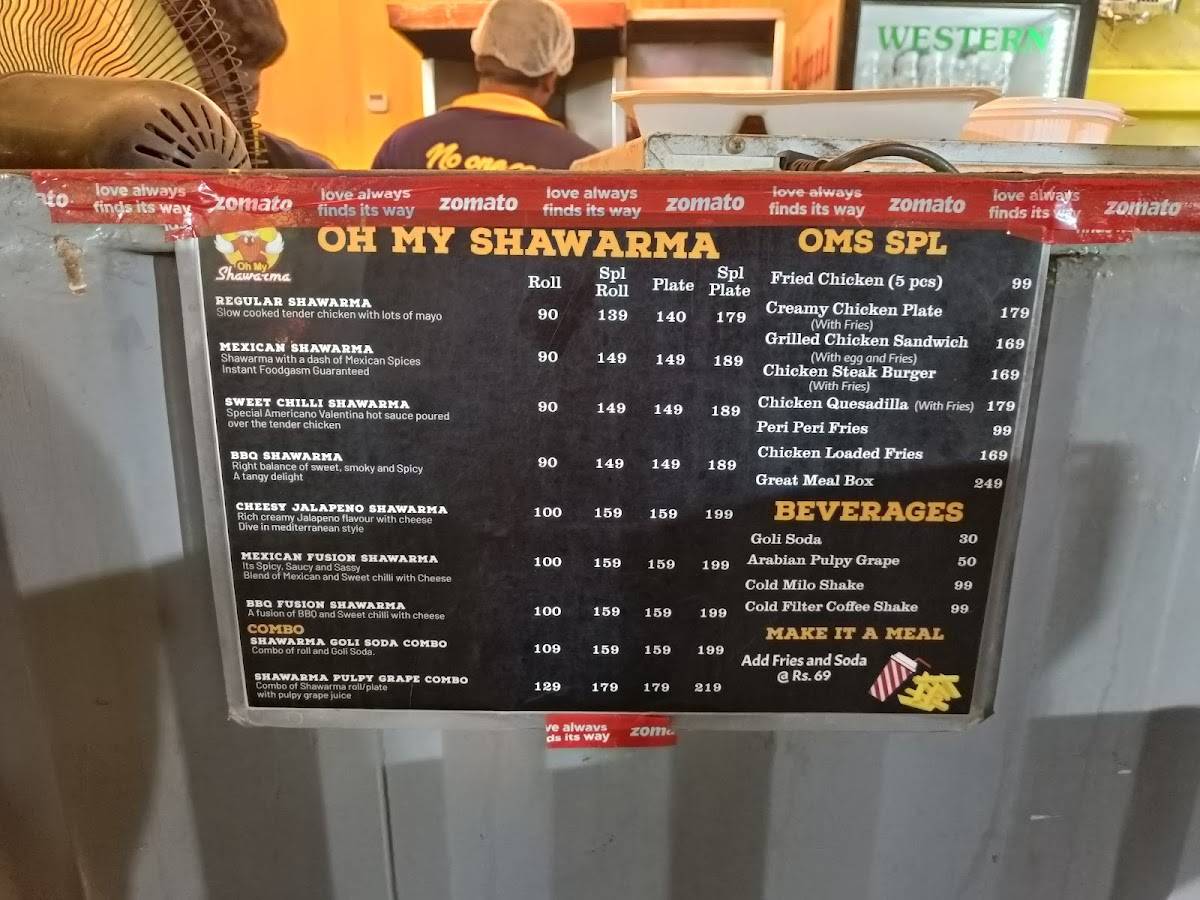 Menu at Oh My Shawarma, Chennai, Kovai Pazhamudhir Nilayam