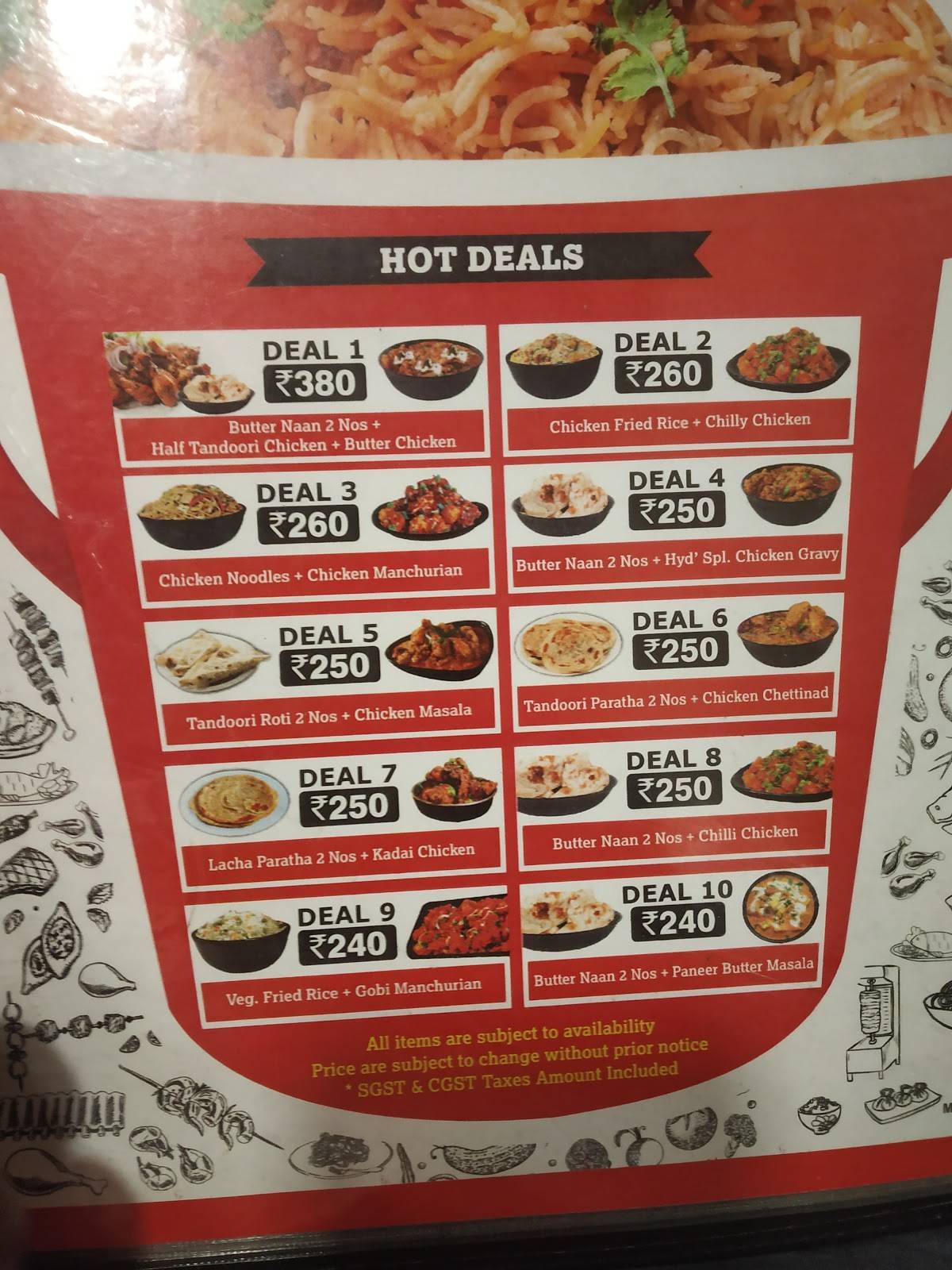 Menu at SS Hyderabad Biryani Saidapet, Chennai