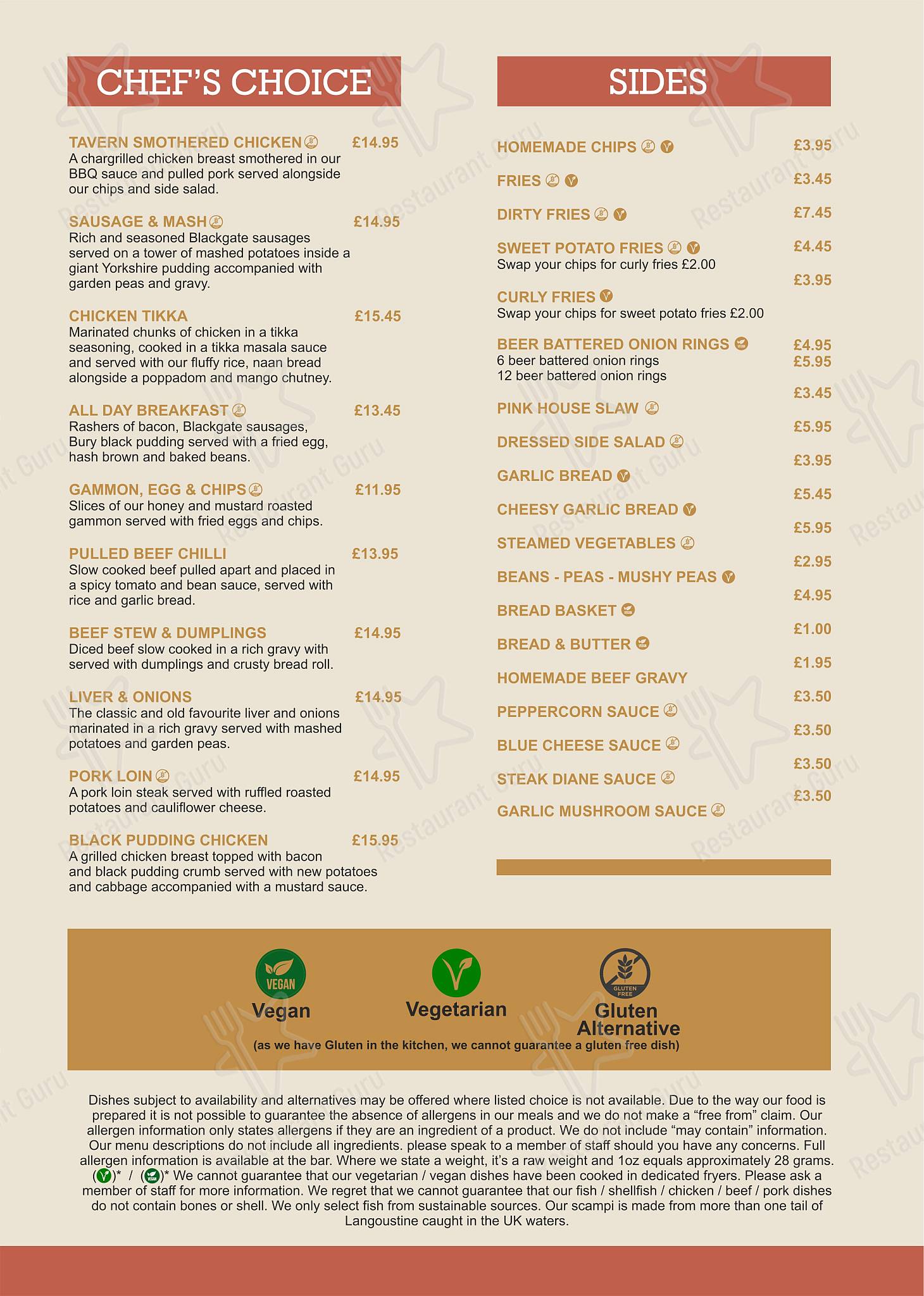 Menu at Cheshire Line Tavern pub & bar, Cheadle