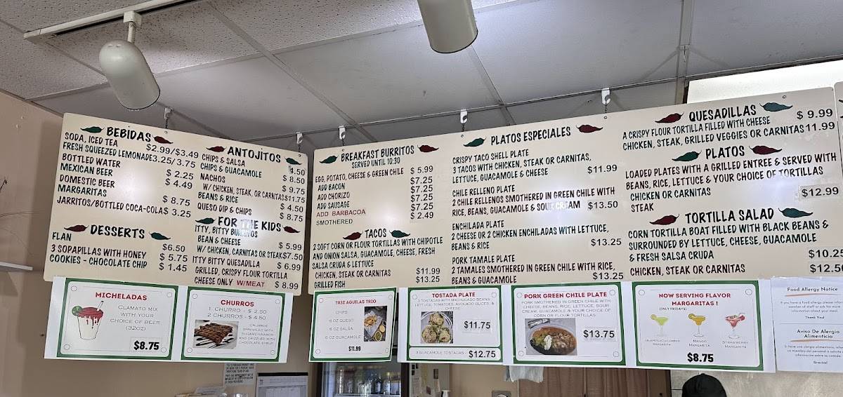 Menu at Chez Jose restaurant, Greenwood Village, S University Blvd