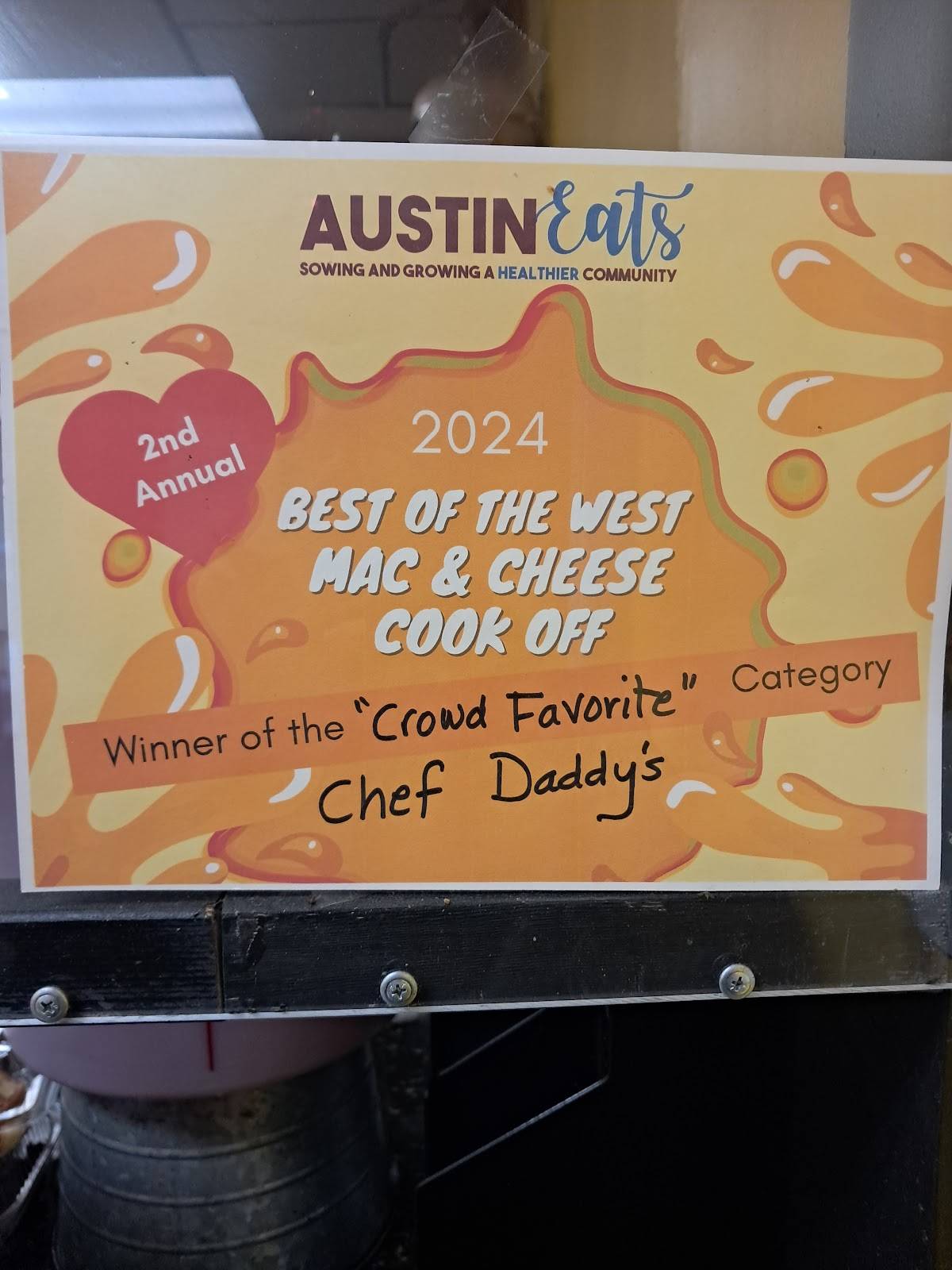 Menu at Chef Daddy's restaurant, Chicago